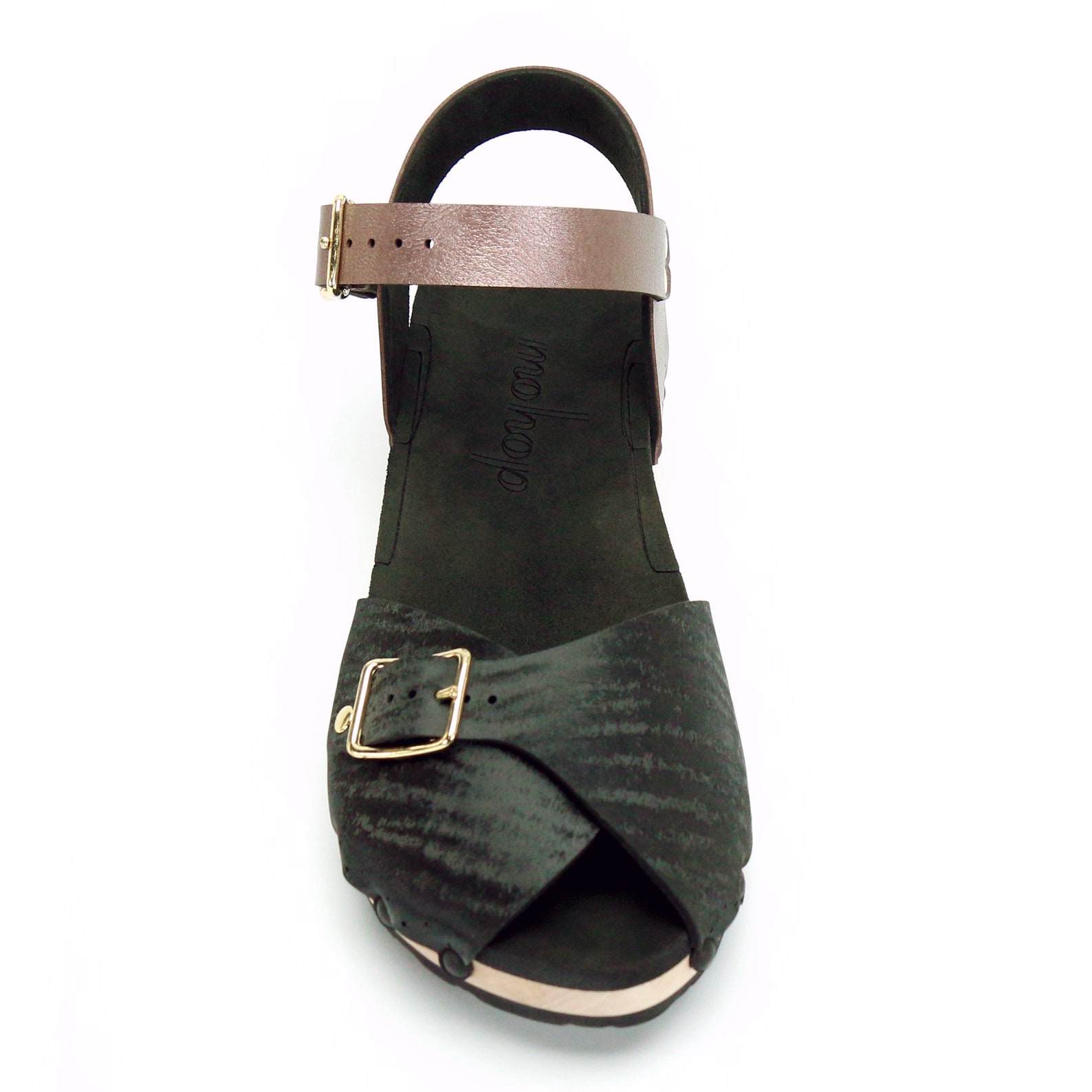 Black and Rose Gold Peep Toe Clogs Midnight and Rose Ankle - Etsy