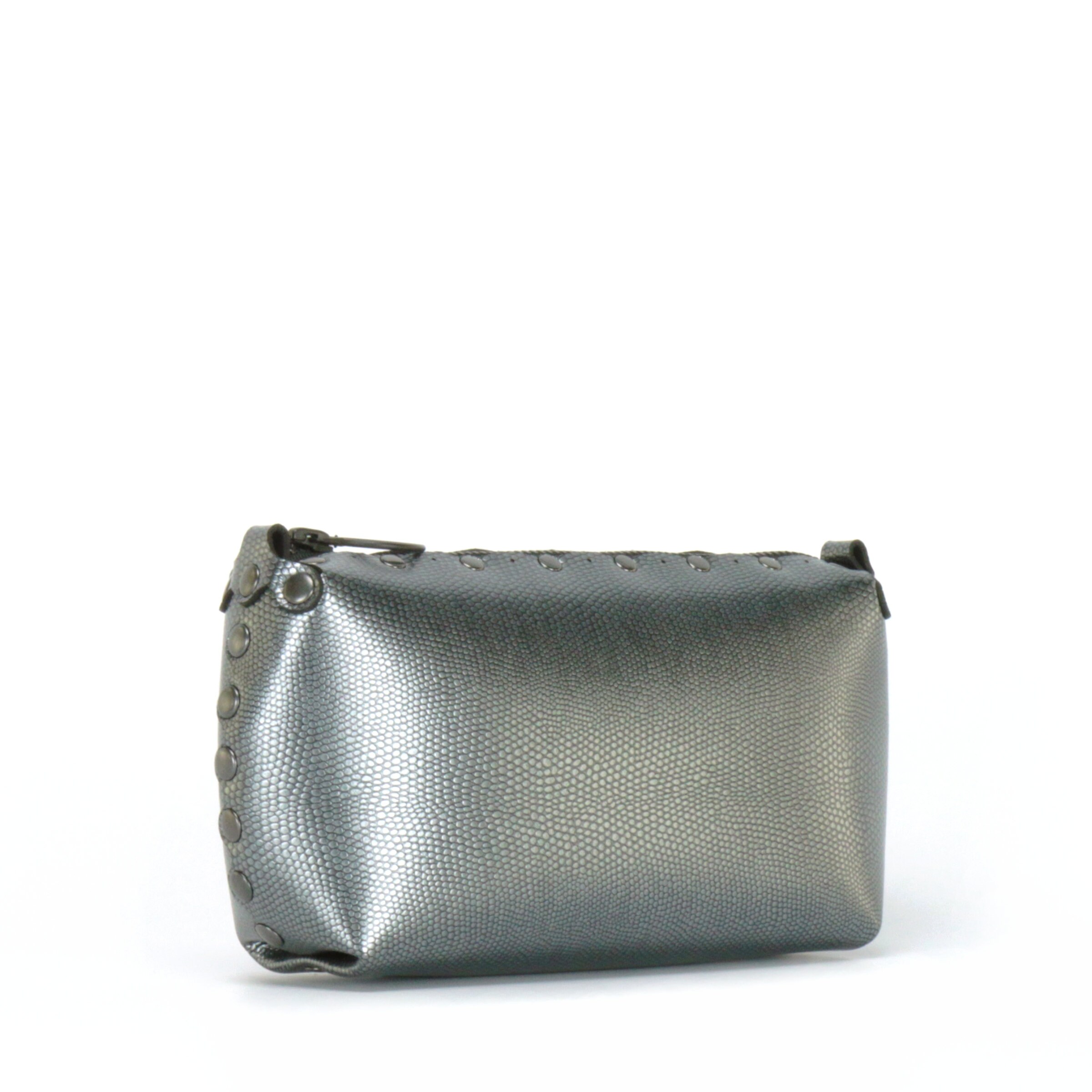 Pewter Mini Bag, Free Personalization, Vegan Silver Leather Pouch ...