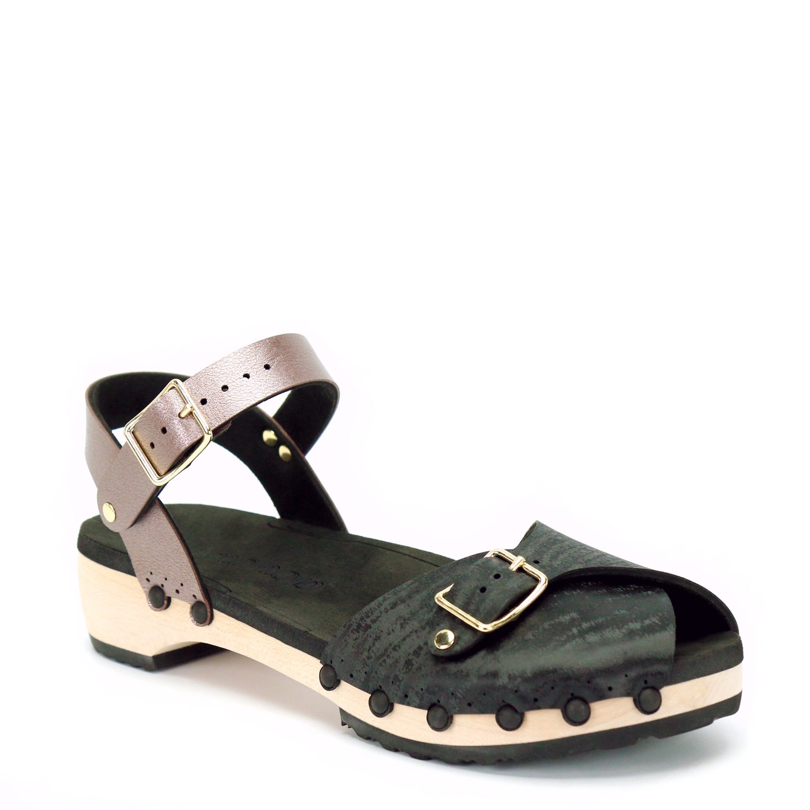 Black and Rose Gold Peep Toe Clogs Midnight and Rose Ankle - Etsy