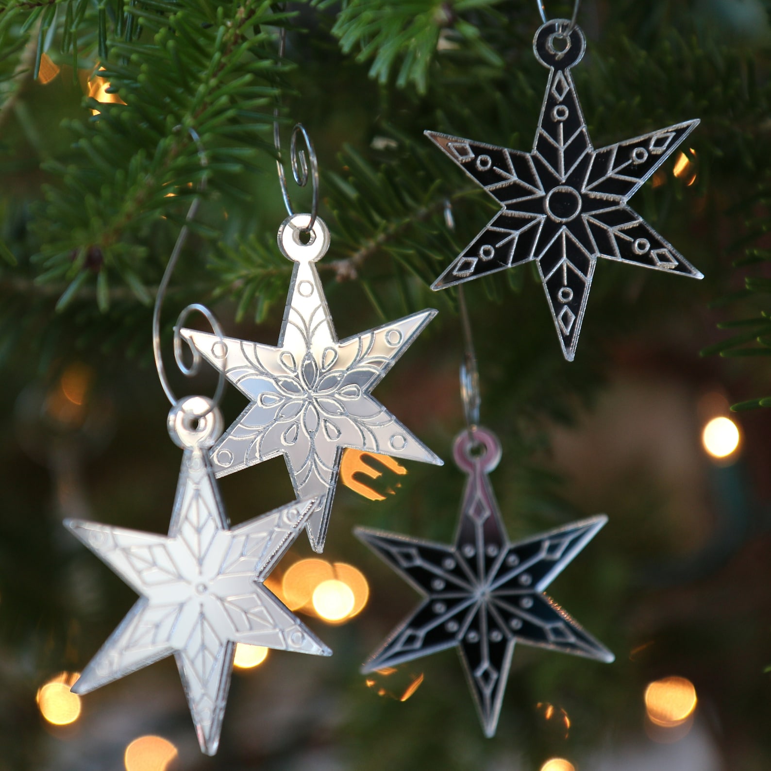 Mini Star Snowflake Ornaments Set of 4 Christmas Ornaments - Etsy