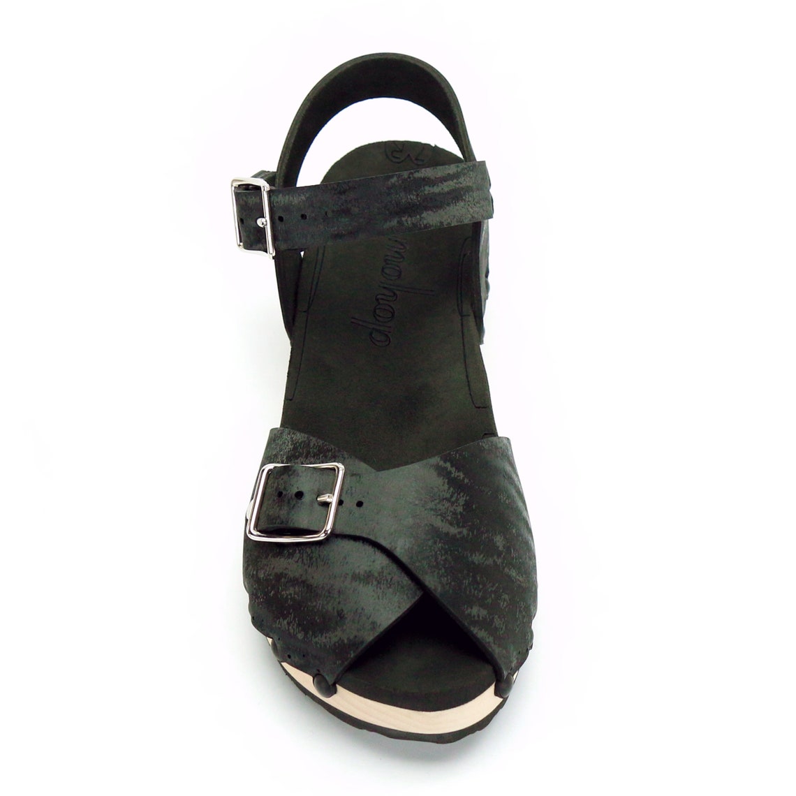 Black Peep Toe Clogs Midnight Ankle Peep Toes Black Non | Etsy