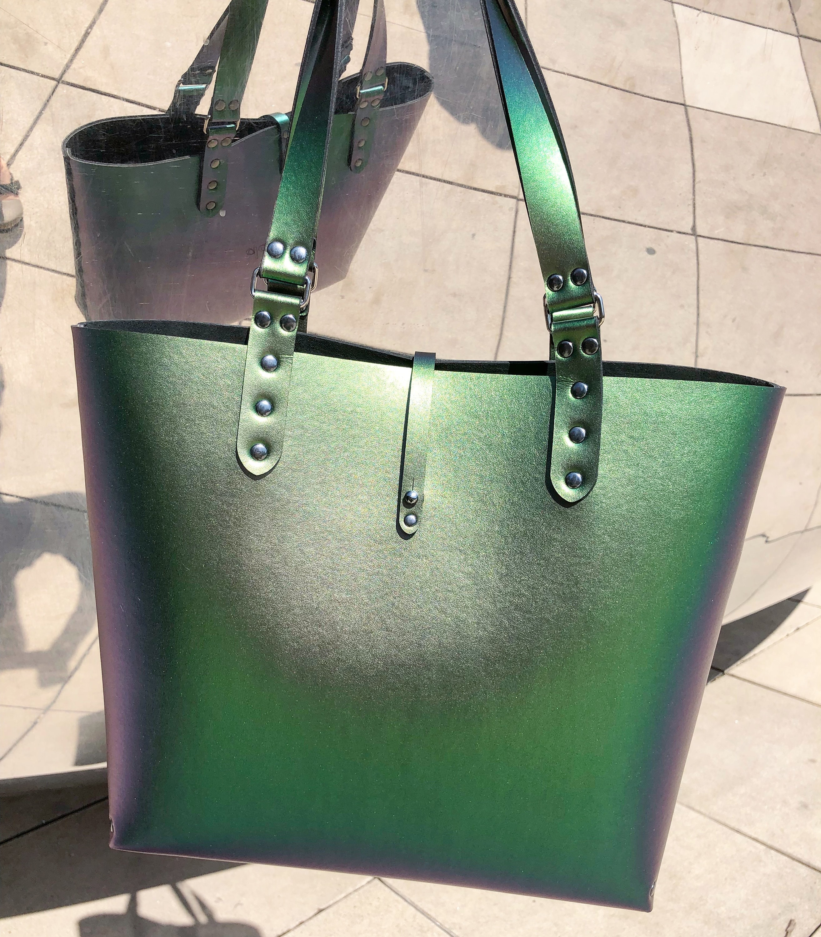Emerald Tote Bag Emerald Green Iridescent Tote Vegan Tote | Etsy