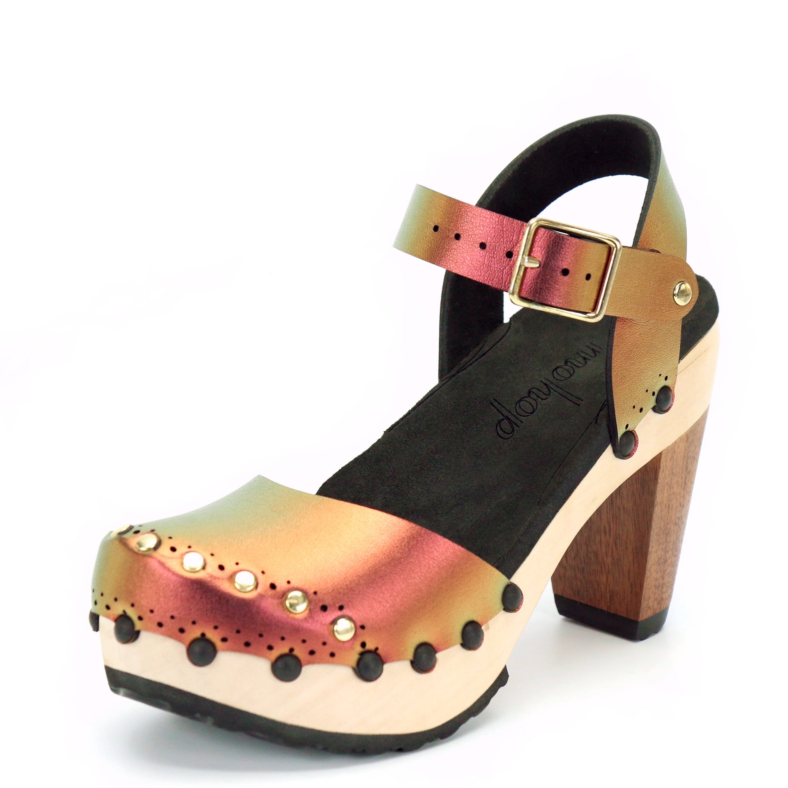 Ruby High Heel Clogs, Closed Toe Clogs, Vegan Leather High Heels, Ankle ...