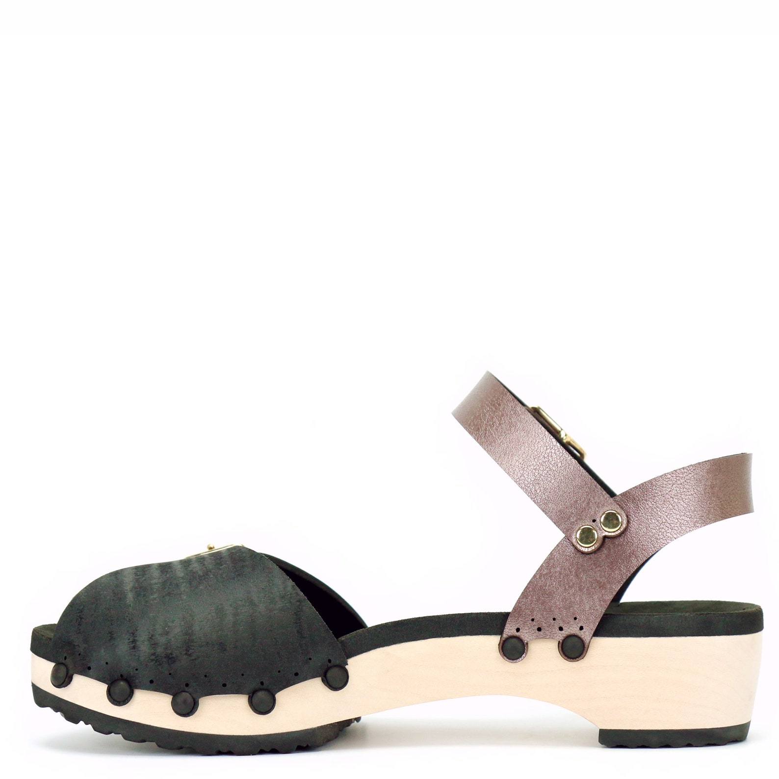 Black and Rose Gold Peep Toe Clogs Midnight and Rose Ankle - Etsy