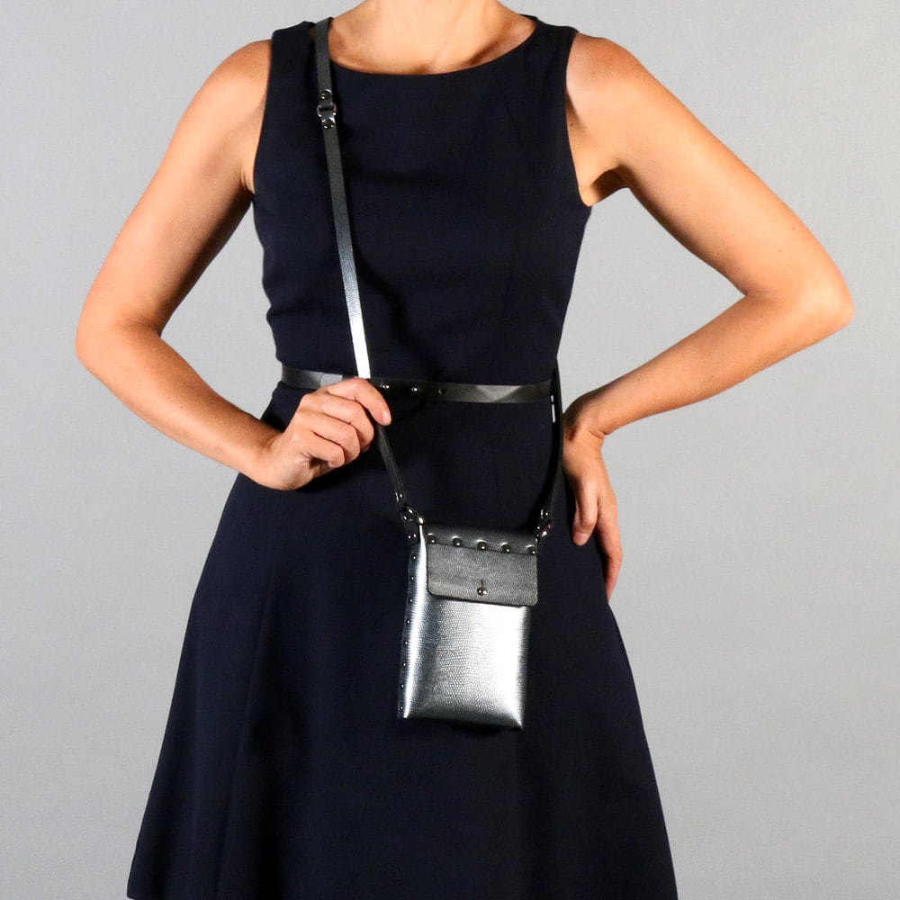 Pewter Mobile Bag | Dark Silver Cell Phone and Travel Bag | Vegan Bag ...