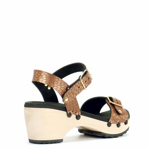 Copper Mid Ankle Clog Sandals, Copper Ankle Strap Clog With Buckle Toe ...