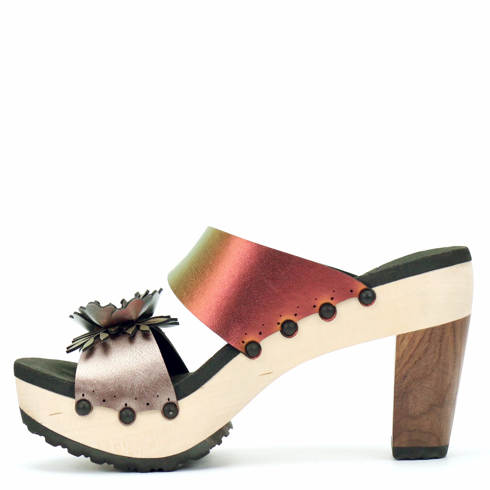 High Heel Flower Toe Mule in Rose and Ruby Vegan Sandals - Etsy