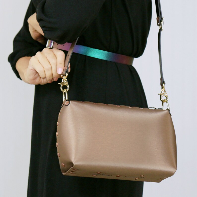 Mocha Small Crossbody Bag Personalized Handbag Tan Vegan | Etsy
