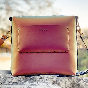 Red Medium Crossbody Bag, Personalized Handbag, Vegan Leather, Zipper ...