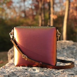 Red Medium Crossbody Bag, Personalized Handbag, Vegan Leather, Zipper ...