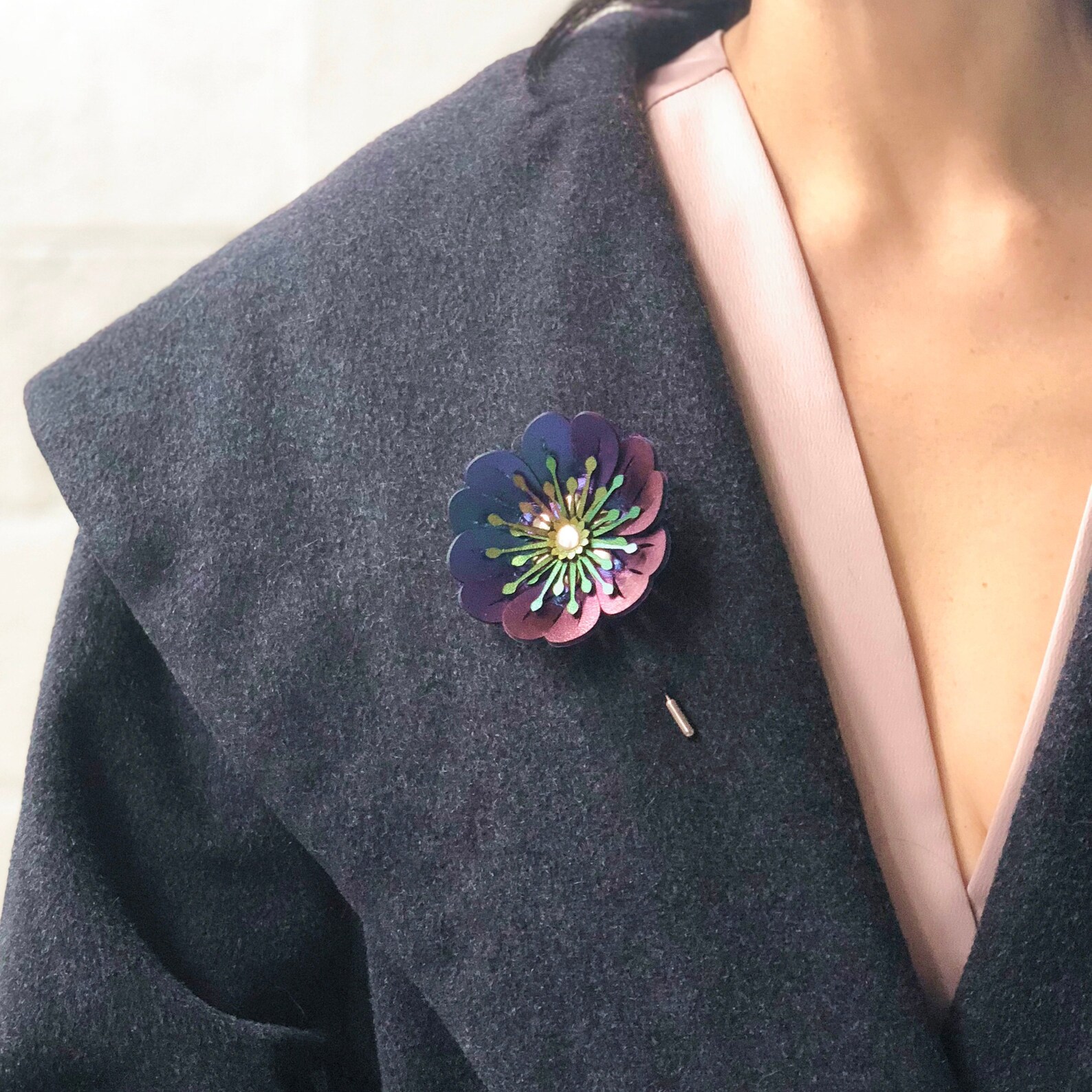 Flower Pin, Flower Stick Pin, Flower Brooch, Vegan Flower Brooch, Faux ...