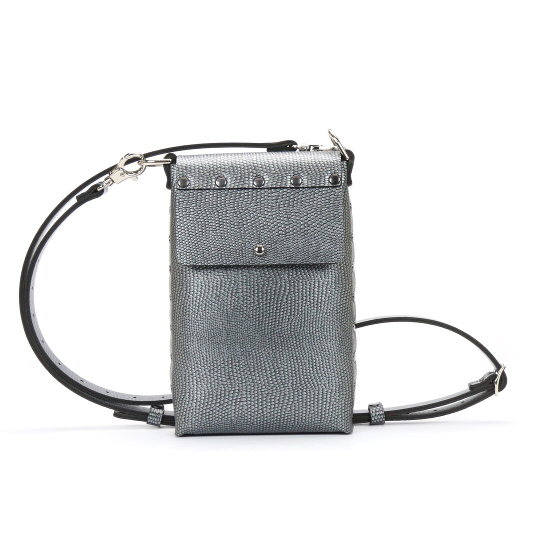 Pewter Mobile Bag | Dark Silver Cell Phone and Travel Bag | Vegan Bag ...