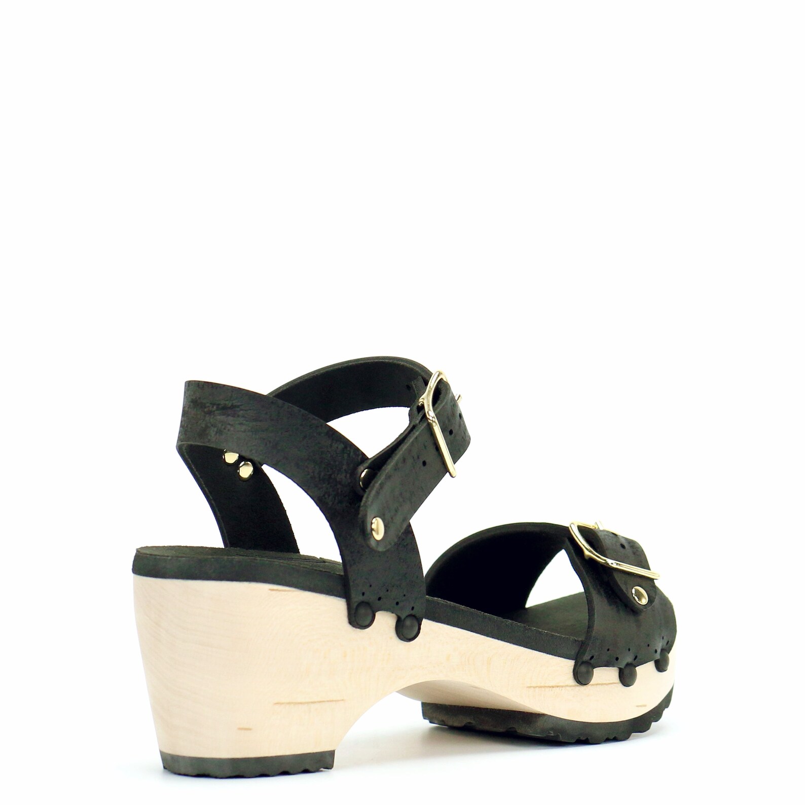 Black Mid Ankle Clog Sandals Black Ankle Strap With Buckle - Etsy