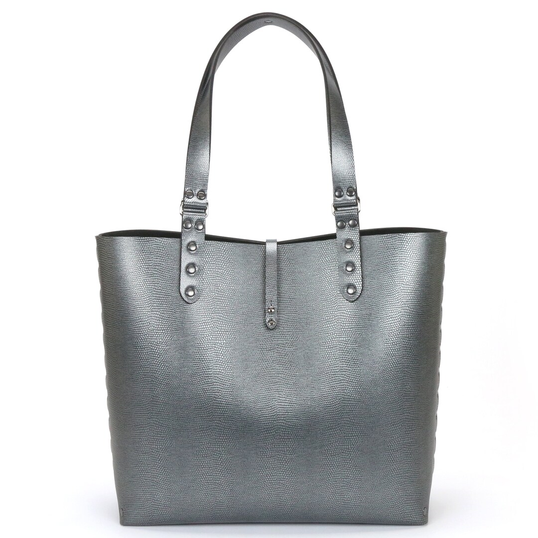Pewter Tote Bag | Dark Silver Tote | Vegan | Made in USA by Mohop - Etsy