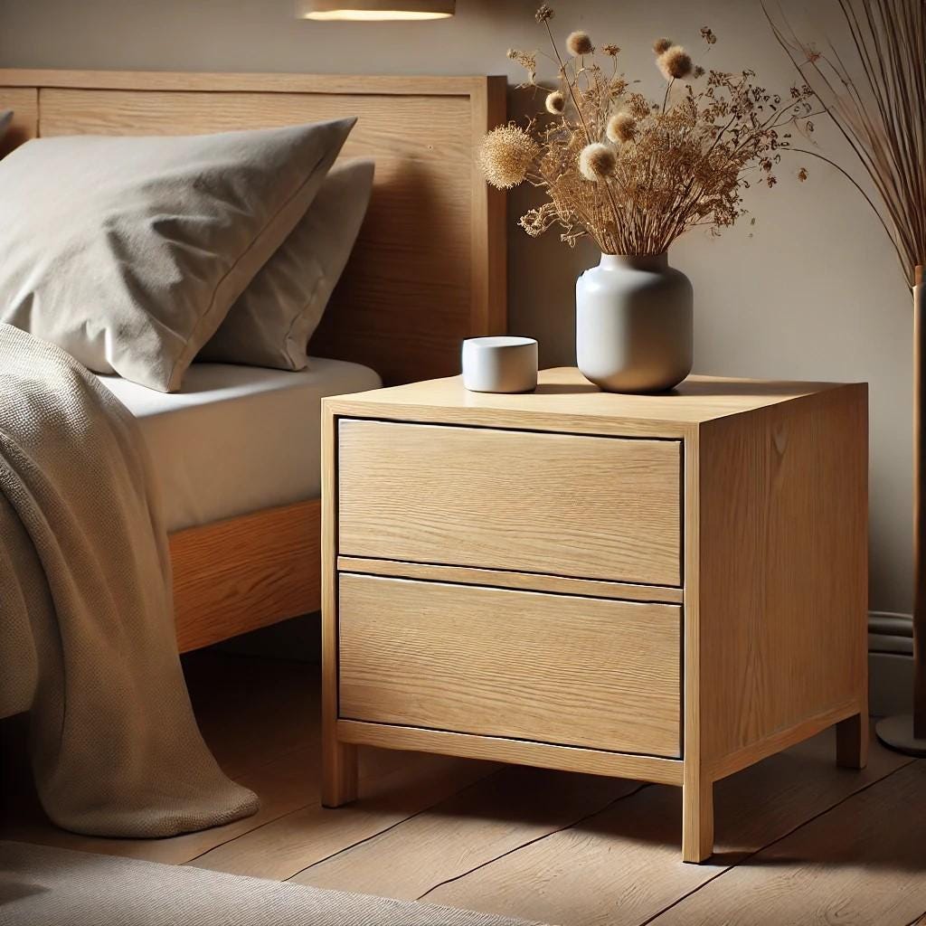 Oak Bedside Table, Solid Oak Nightstand, Night Stand, Nachttisch Aus ...