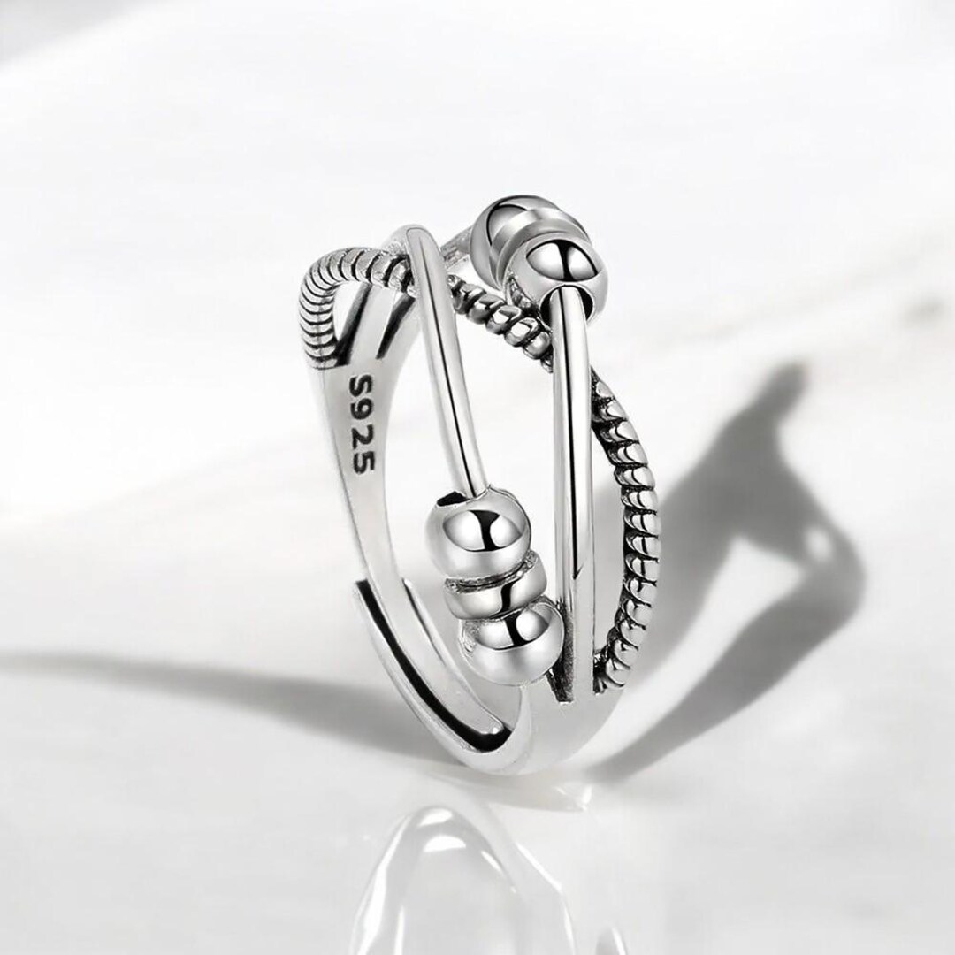 Anti Anxiety Fidget Ring Fidget Spinner Rings Adjustable Rotating Ring ...