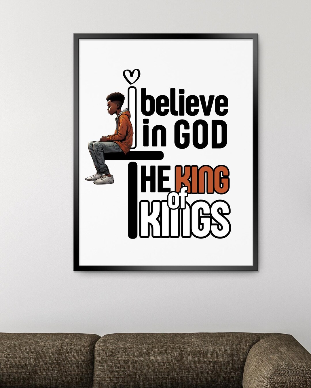 Black Boy Christian Art Print, African American Kids Room Decor ...