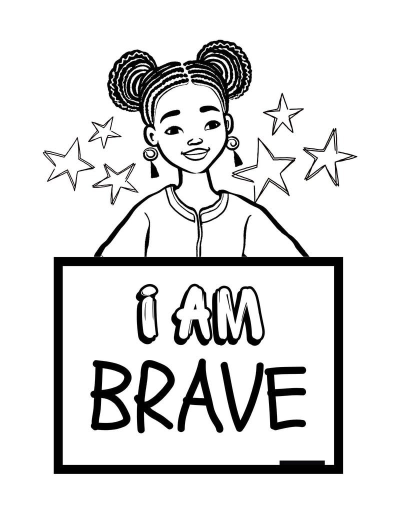 Black Girl Affirmation Coloring Pages, Positive Kids Teen Color ...