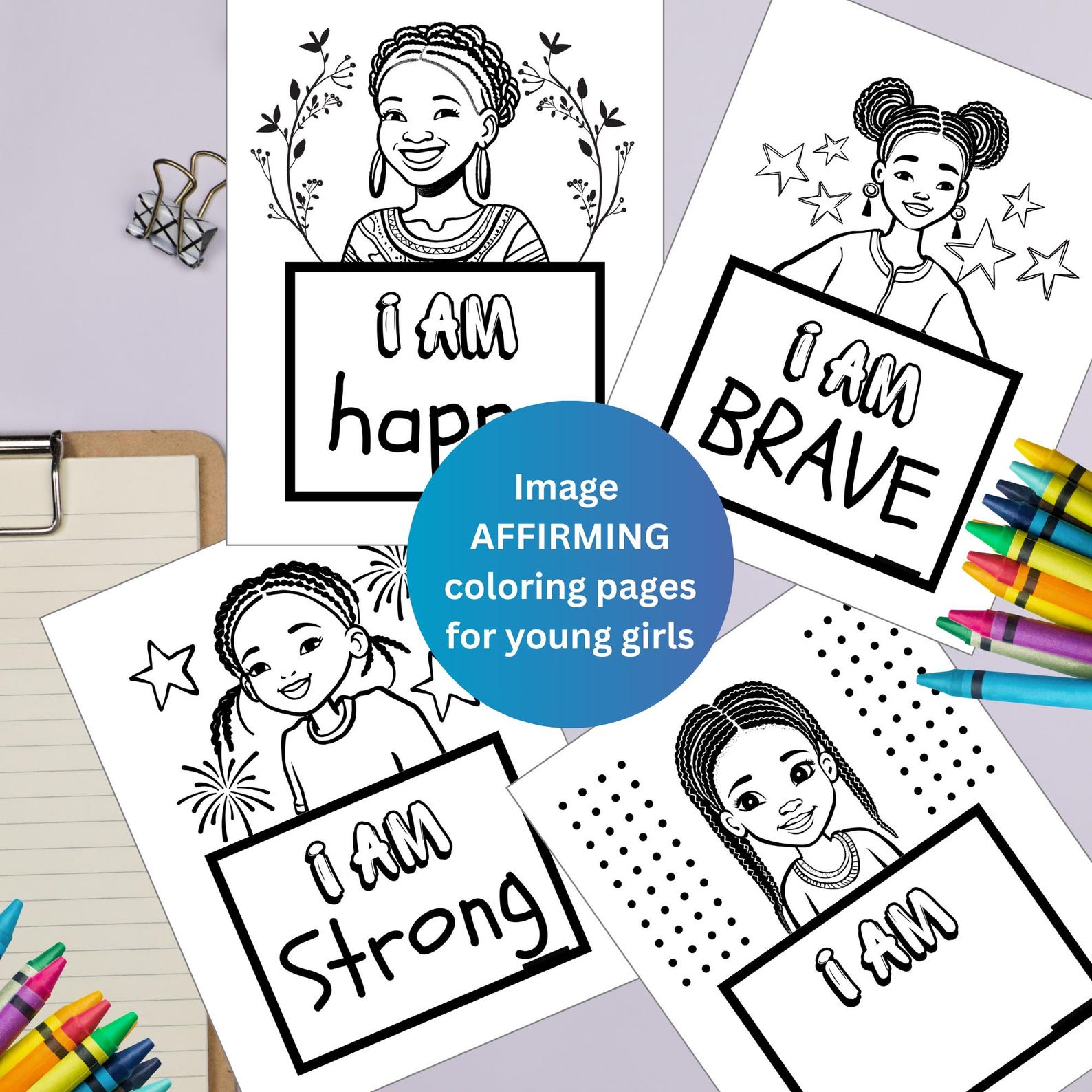 Black Girl Affirmation Coloring Pages, Positive Kids Teen Color ...