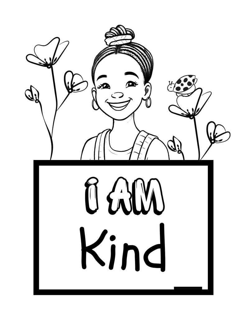 Black Girl Affirmation Coloring Pages, Positive Kids Teen Color ...