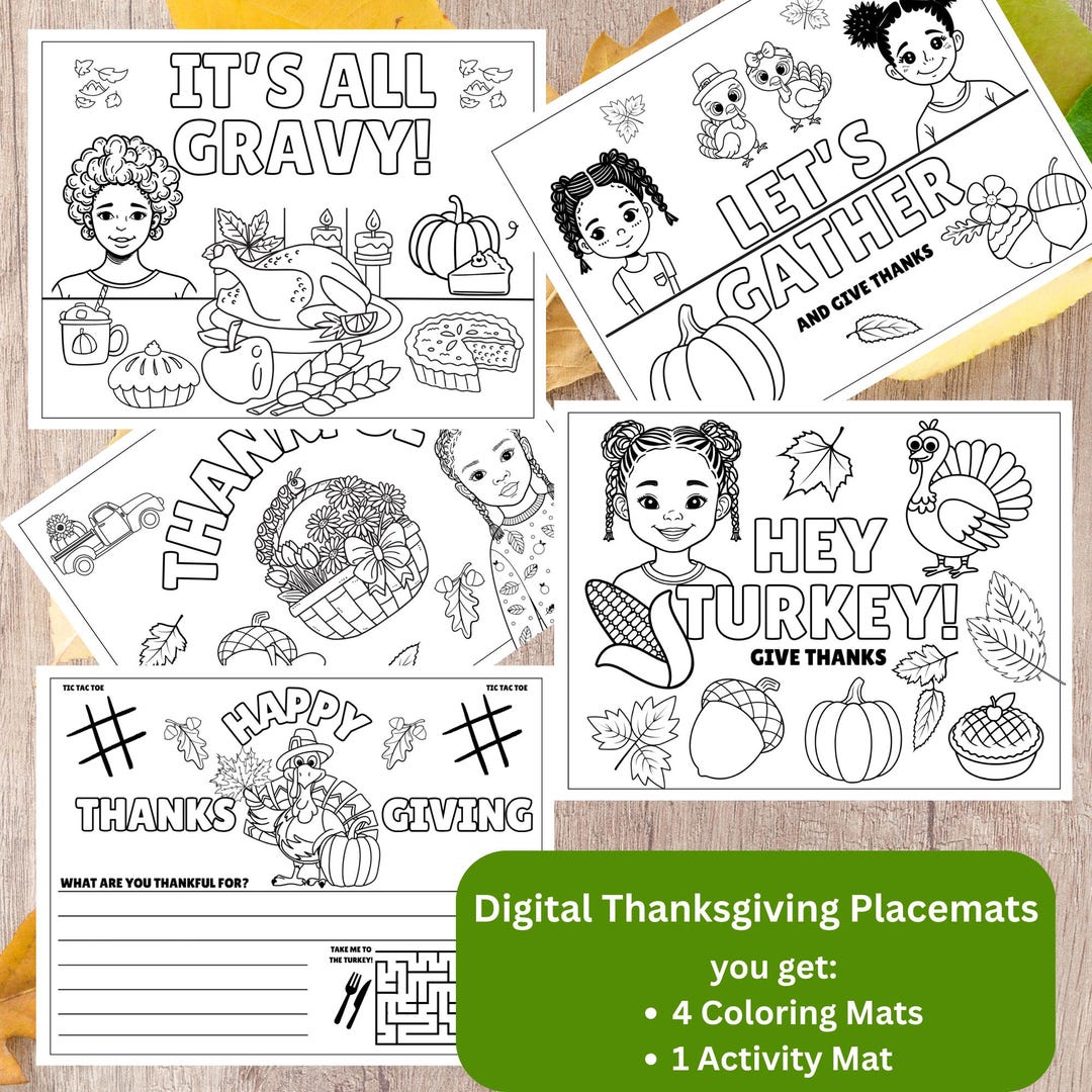 Thanksgiving Printable Placemat Set for Kids – Coloring Pages ...