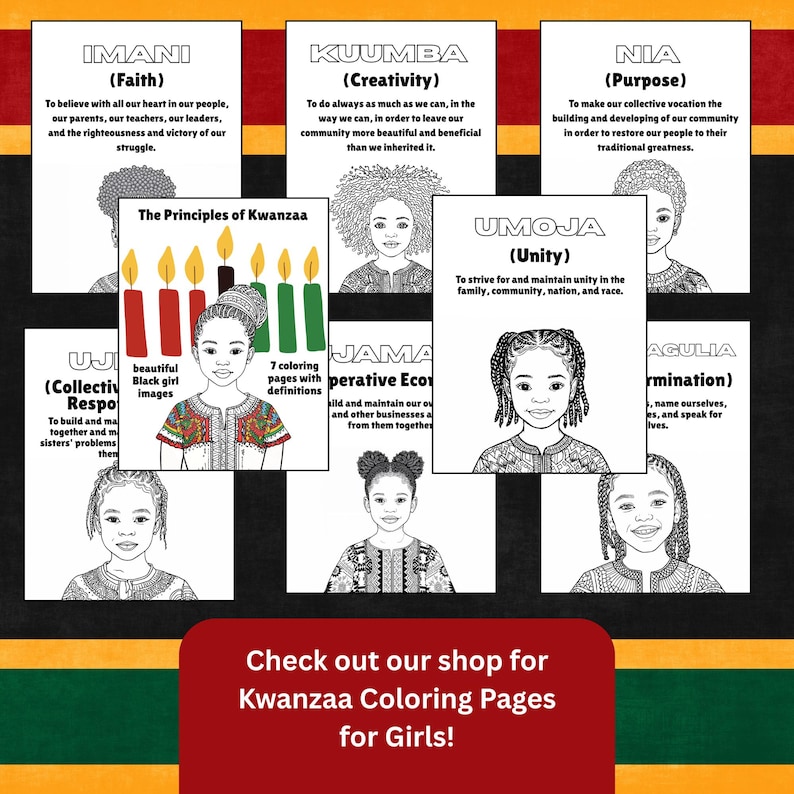 Kwanzaa Coloring Pages - 7 Principles, Black Boys Images, Educational ...