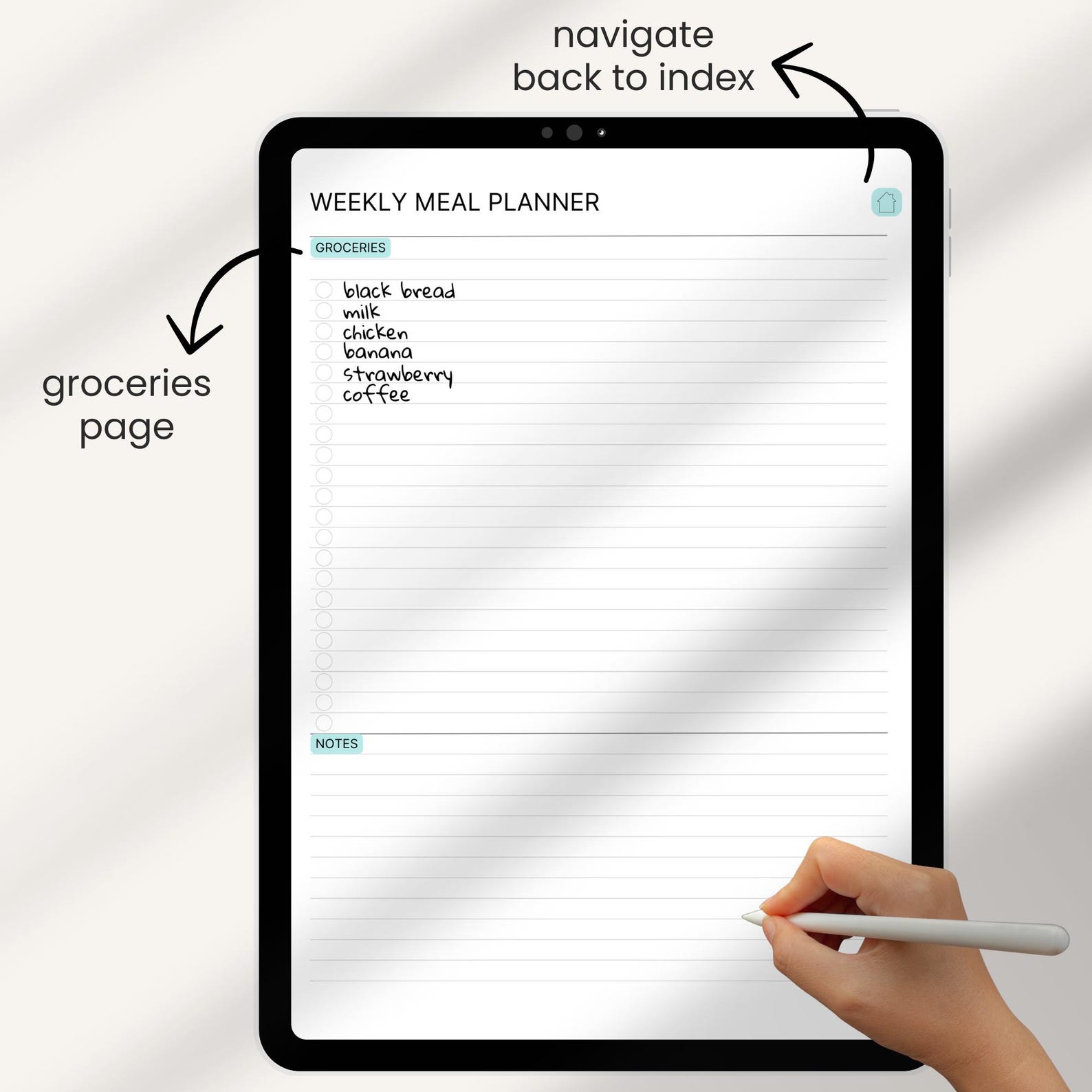Weekly Meal Planner for Remarkable Pro & 2, Digital Meal Planner ...
