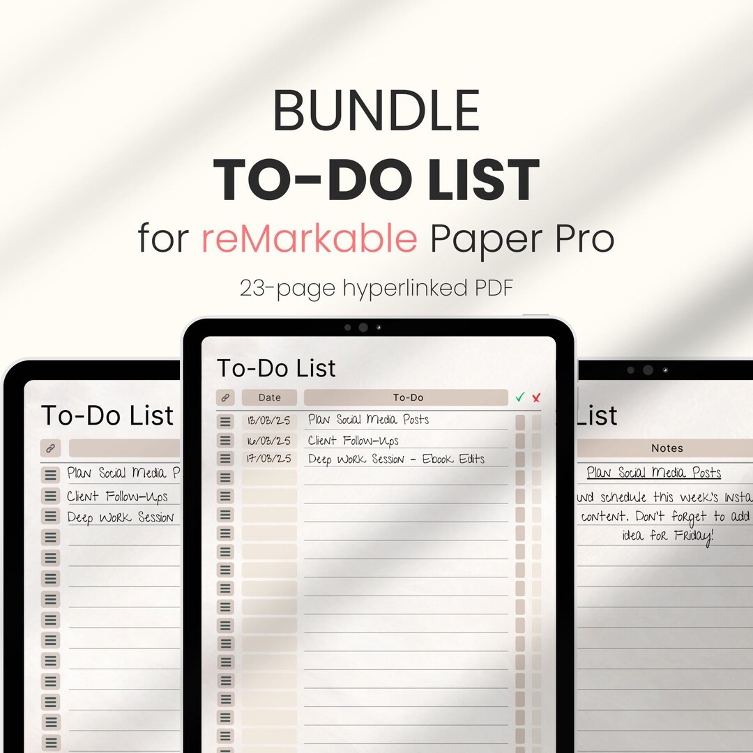 To Do List Notebooks for Remarkable Paper Pro, to Do List for ...