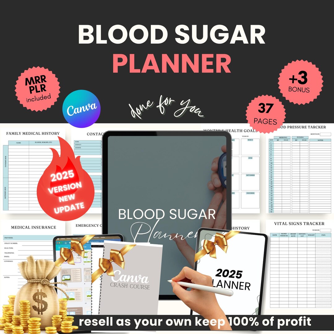 Blood Sugar Planner, Remarkable, Diabetes Tracker Log, Printable PDF ...