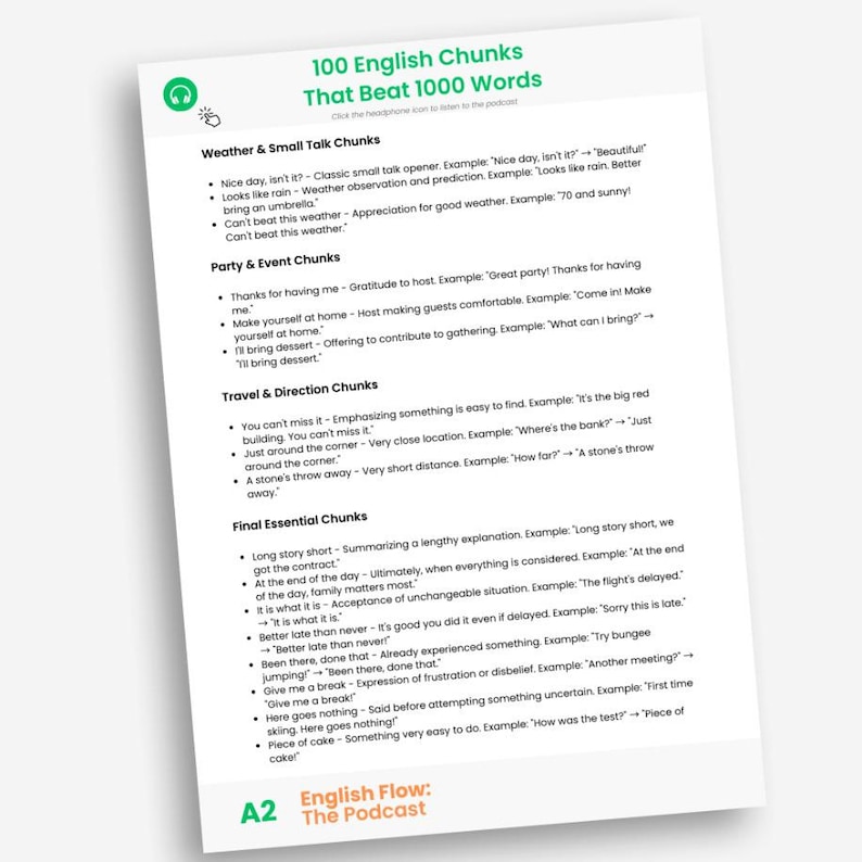 100 English Chunks That Beat 1000 Words - Etsy