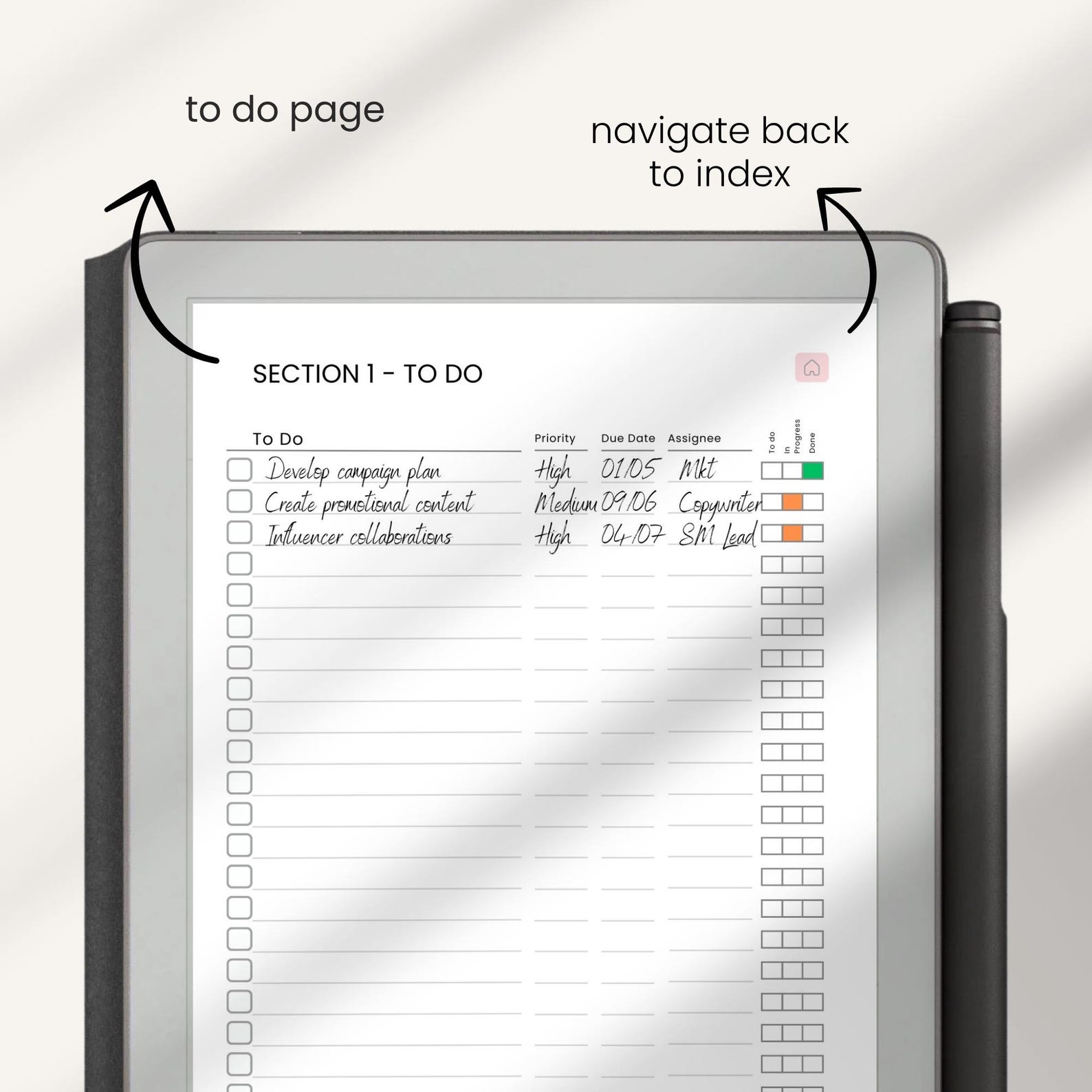 To Do List for Remarkable Paper Pro Move | 23 Color Sections Task ...