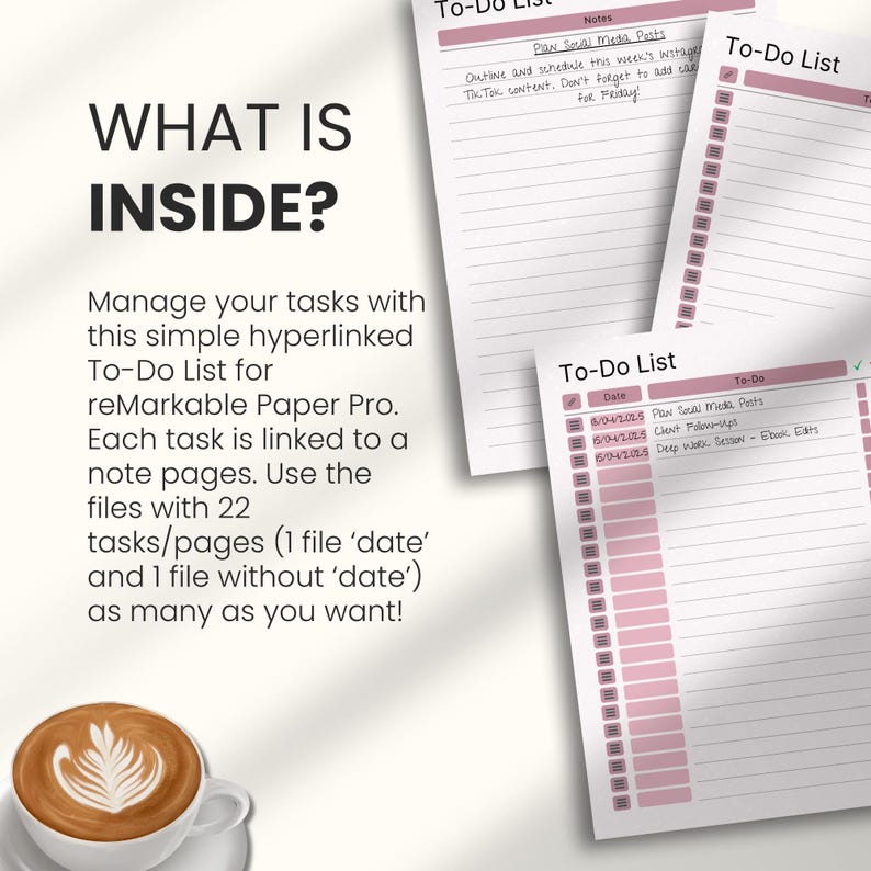 To-do List for Remarkable Paper Pro, Remarkable Task Tracker, Checklist ...