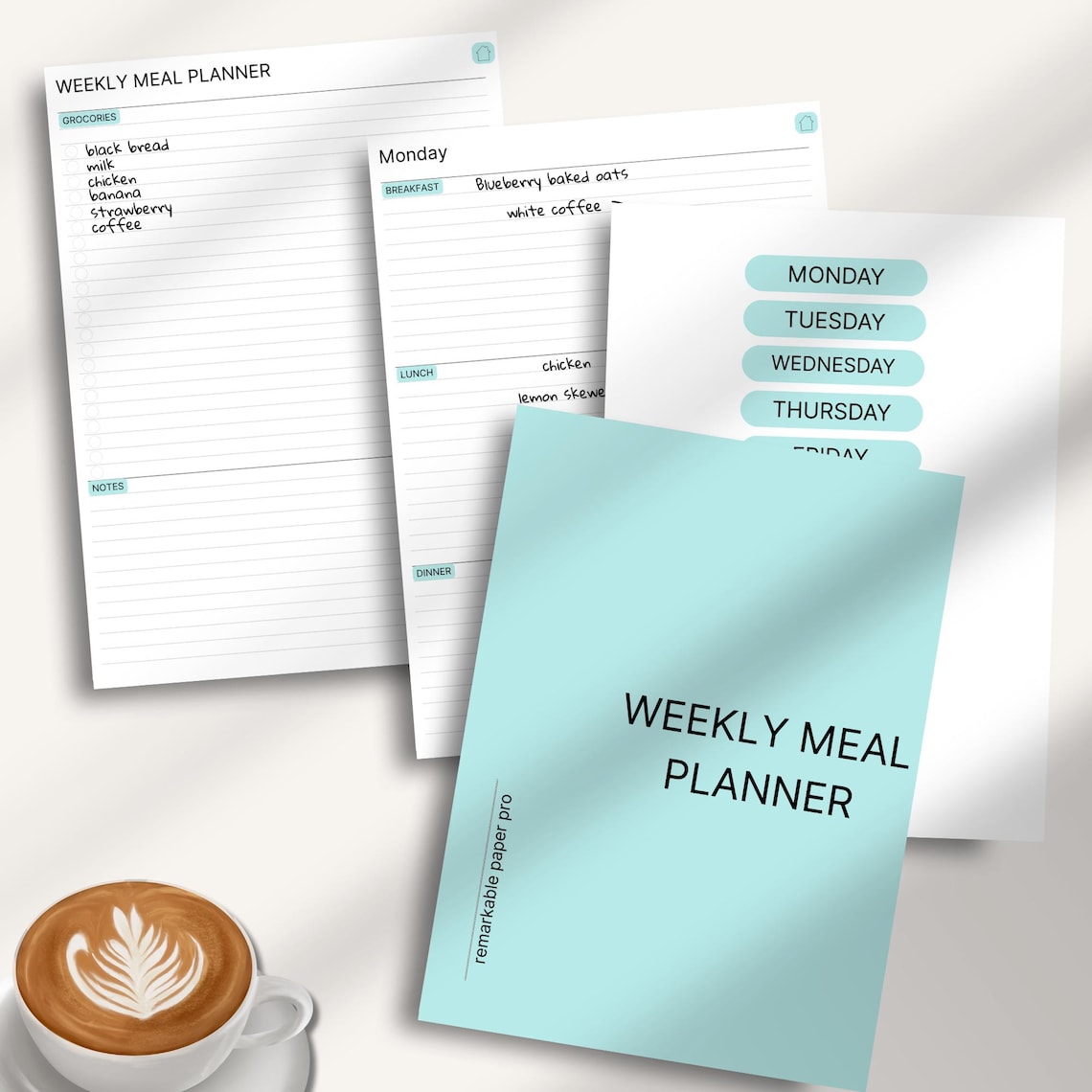 Weekly Meal Planner for Remarkable Pro & 2, Digital Meal Planner ...