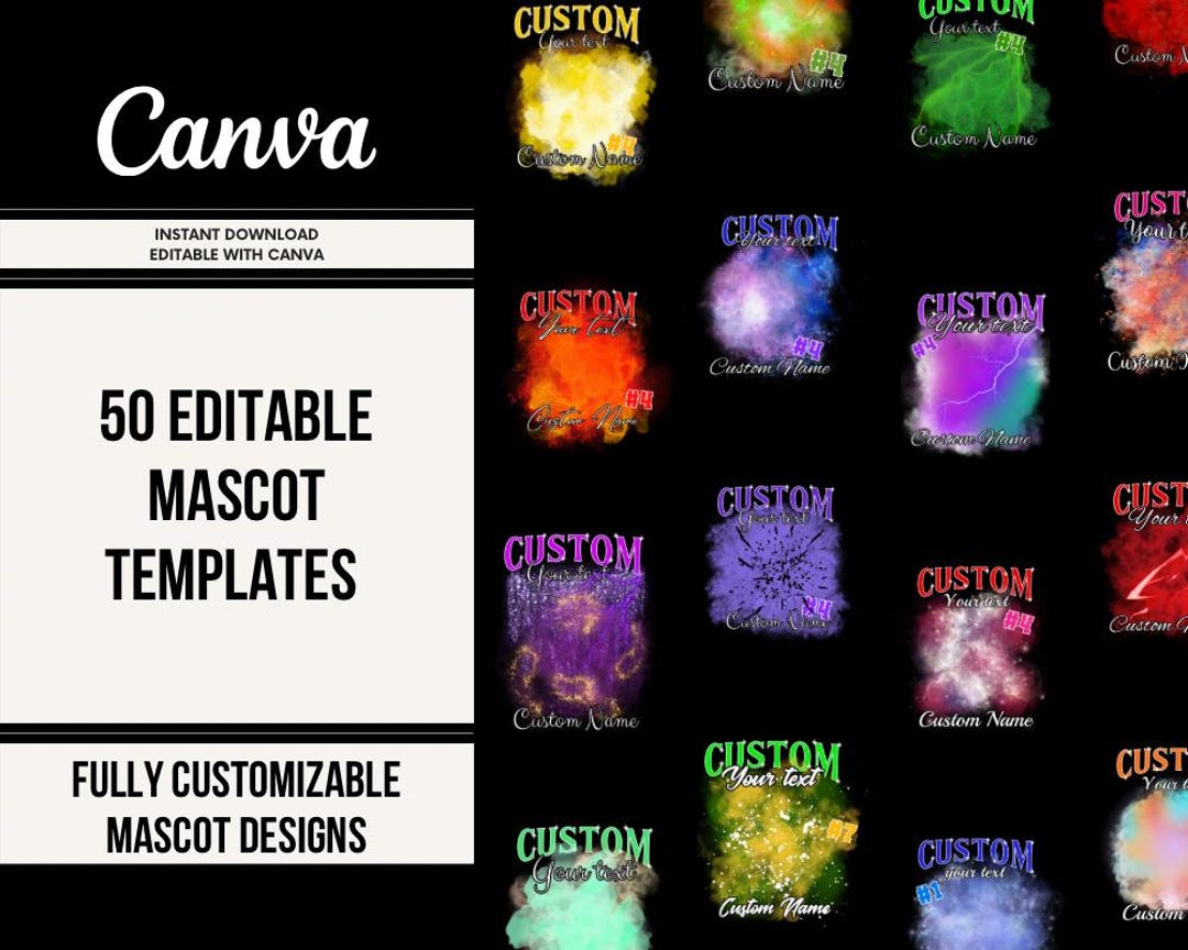 50 Editable Mascot Templates Fully Customizable Mascot Designs Instant ...