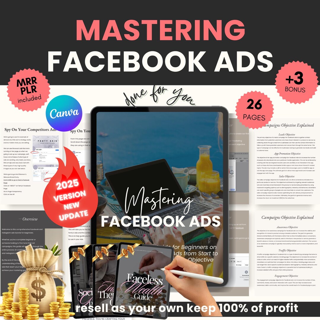 Mastering Facebook Ads Guide, Instagram Ads, Meta Ad, Google Ads Ebook, Remarkable Template ...