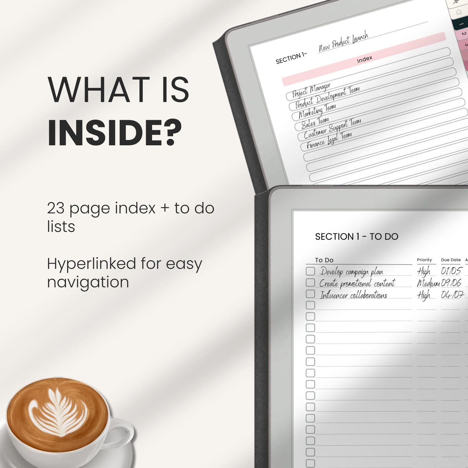 To Do List for Remarkable Paper Pro Move | 23 Color Sections Task ...