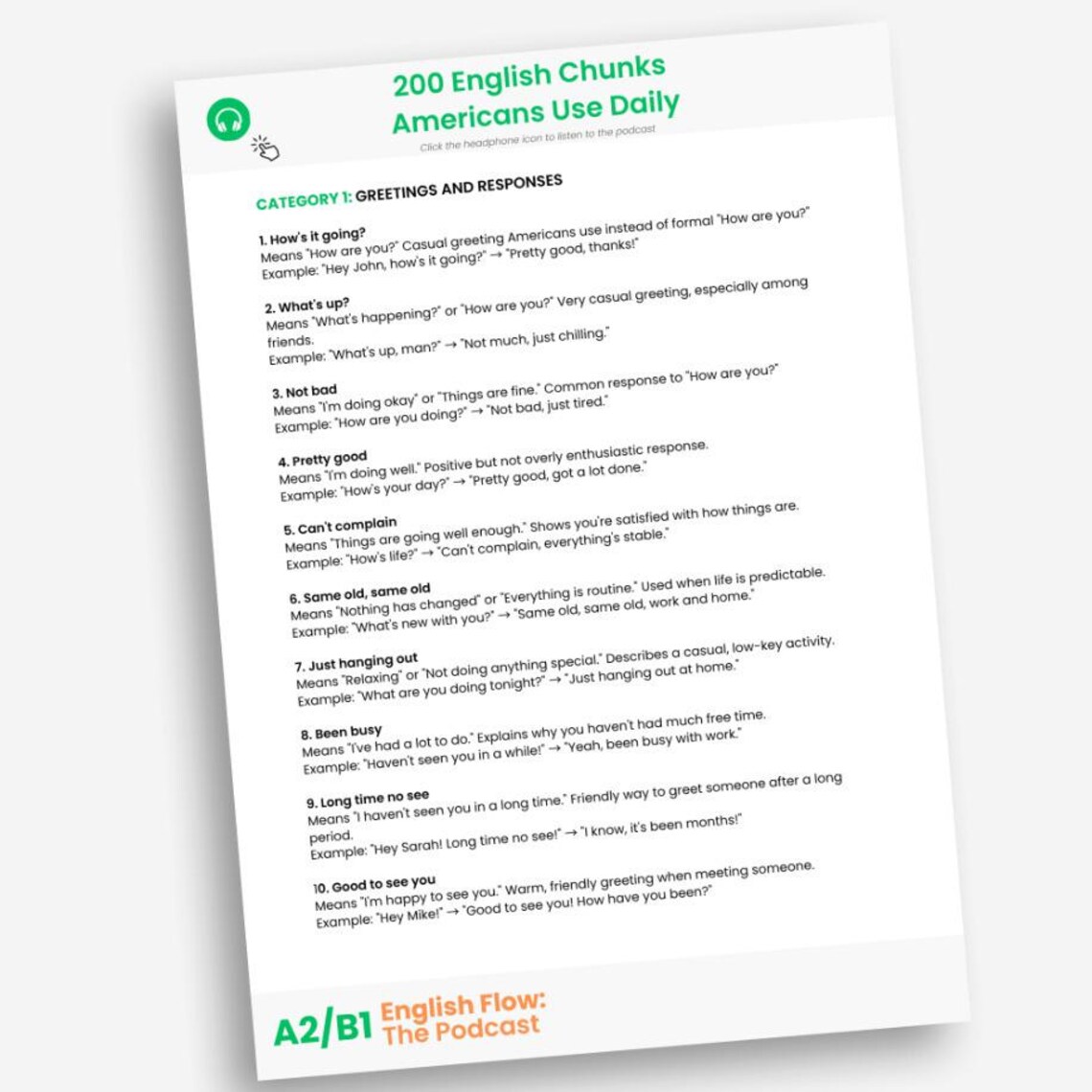 200 English Chunks Americans Use Daily - Etsy