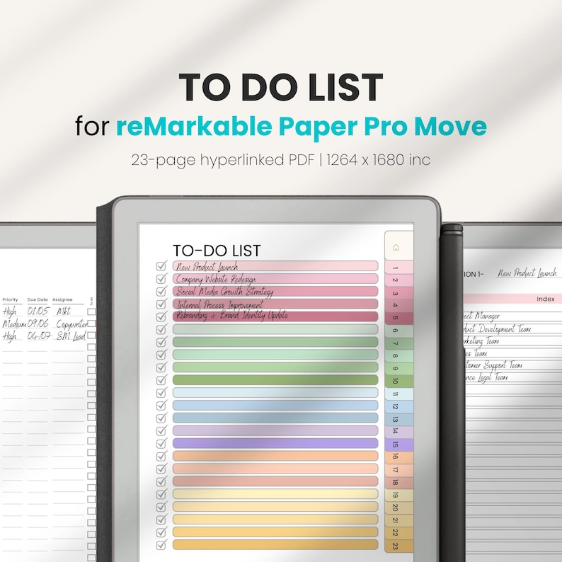 To Do List for Remarkable Paper Pro Move | 23 Color Sections Task ...