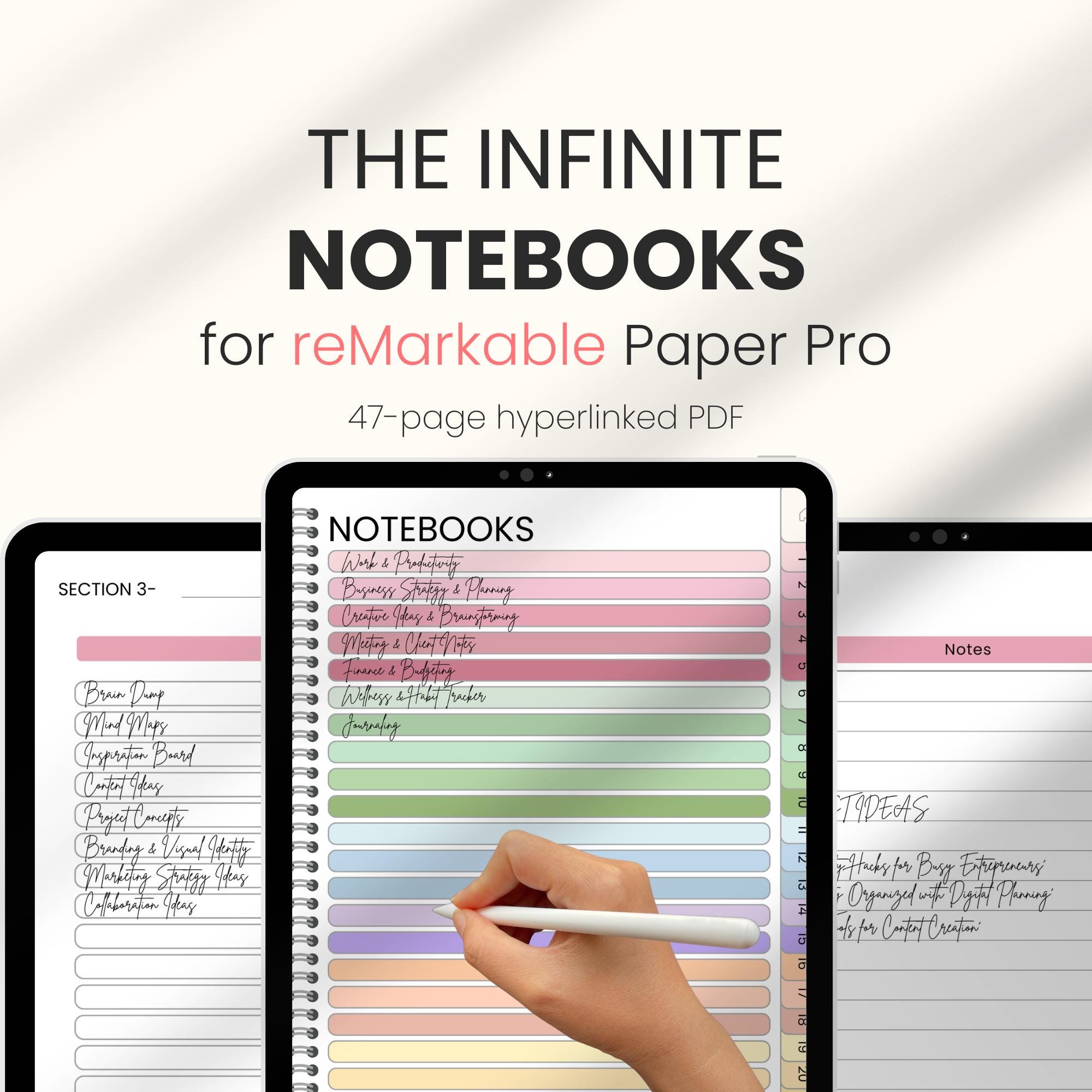 Remarkable Paper Pro Notebooks Bundle, Remarkable 2 Templates ...