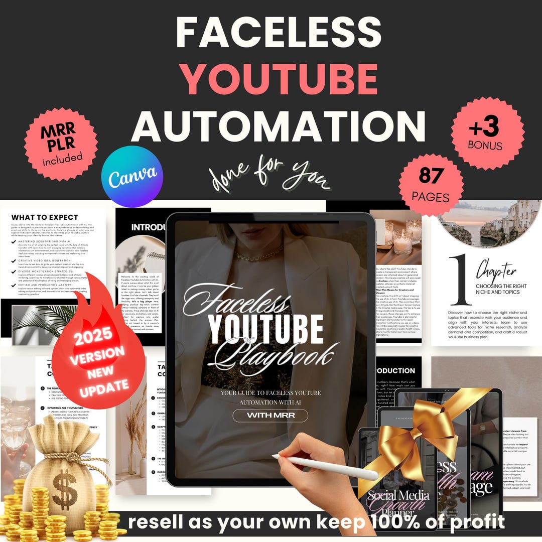 Faceless Youtube Playbook, Digital Marketing Guide, Ebook, Social Media ...