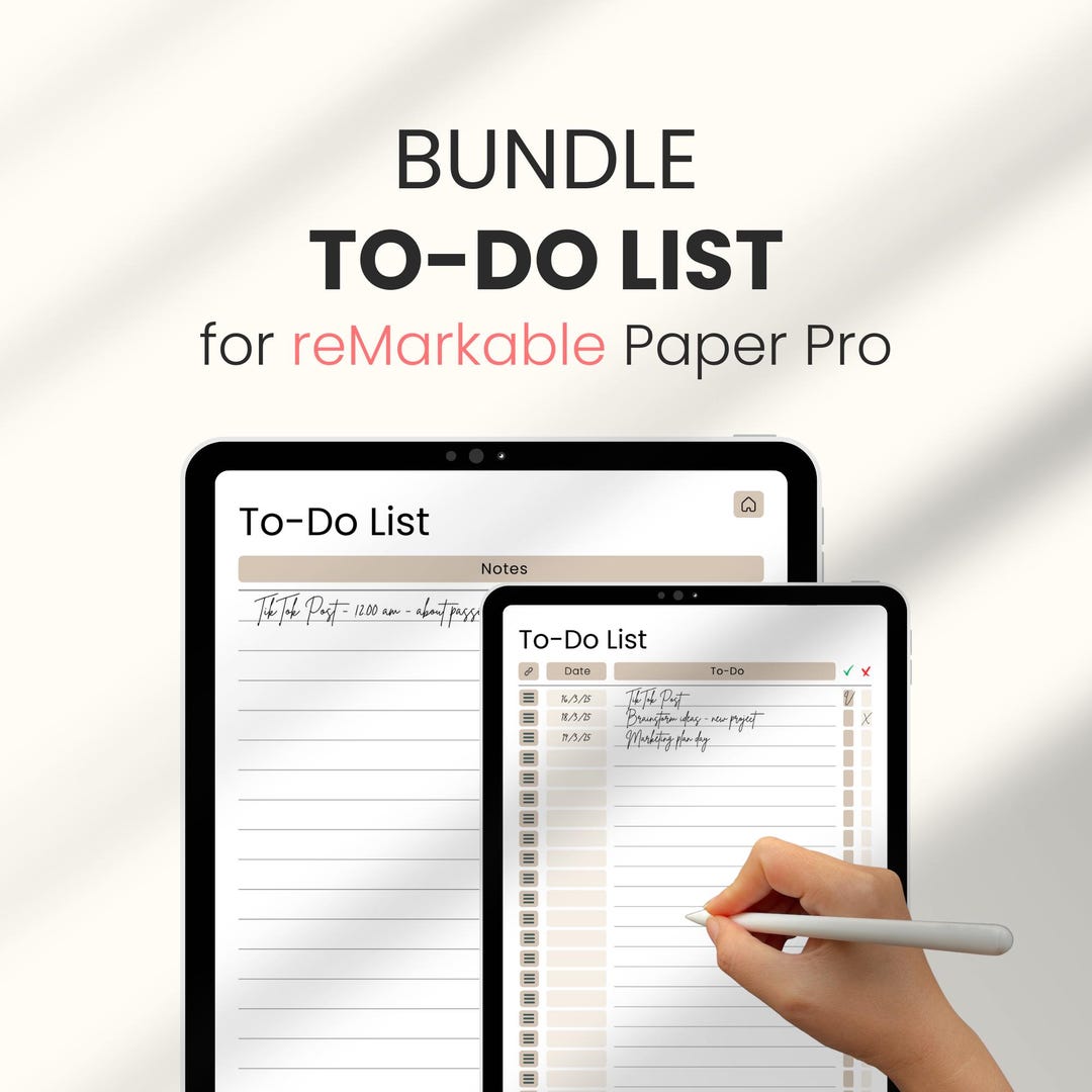 Daily Planner for Remarkable Paper Pro Move Tablets, Infinite Notebooks ...