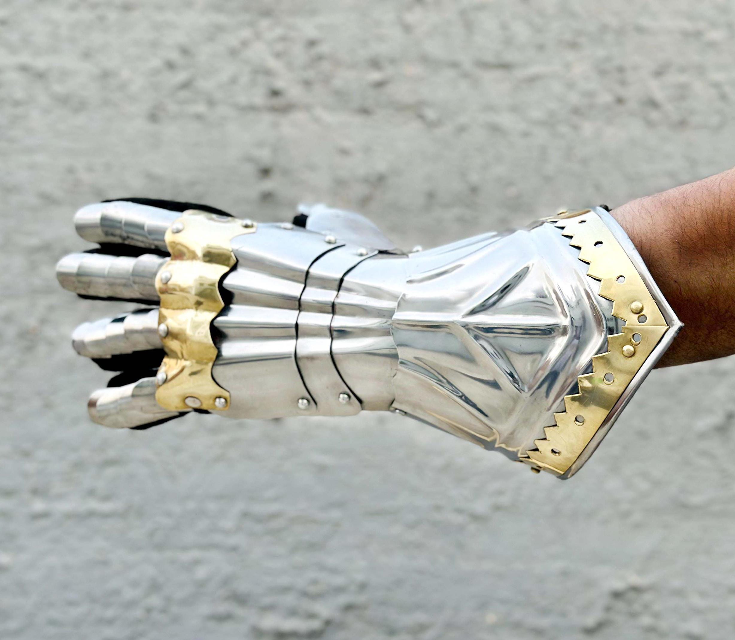 Medieval Gothic Gloves Set Steel Gothic Armor Gloves Costume Gloves ...