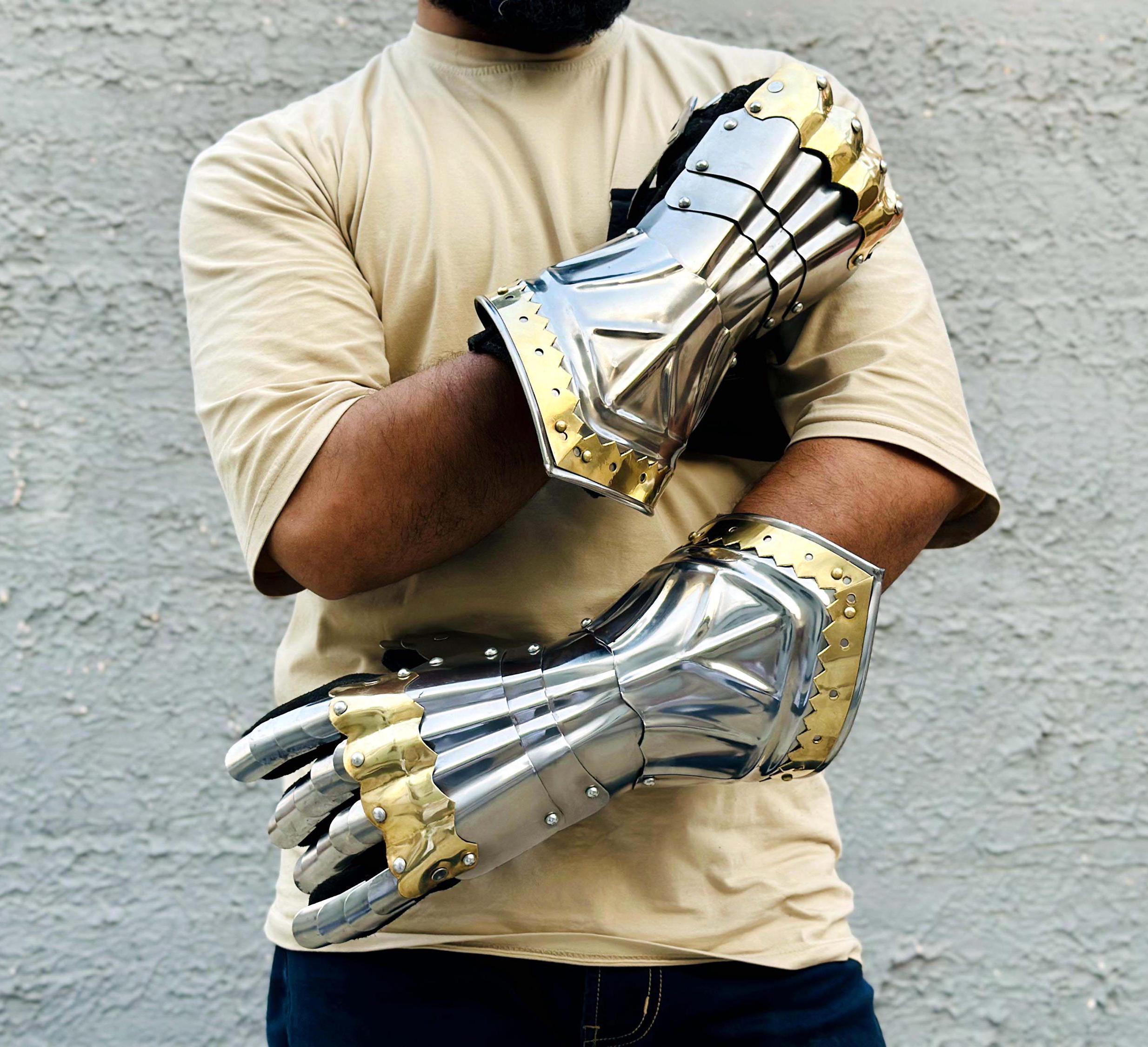 Medieval Gothic Gloves Set Steel Gothic Armor Gloves Costume Gloves ...