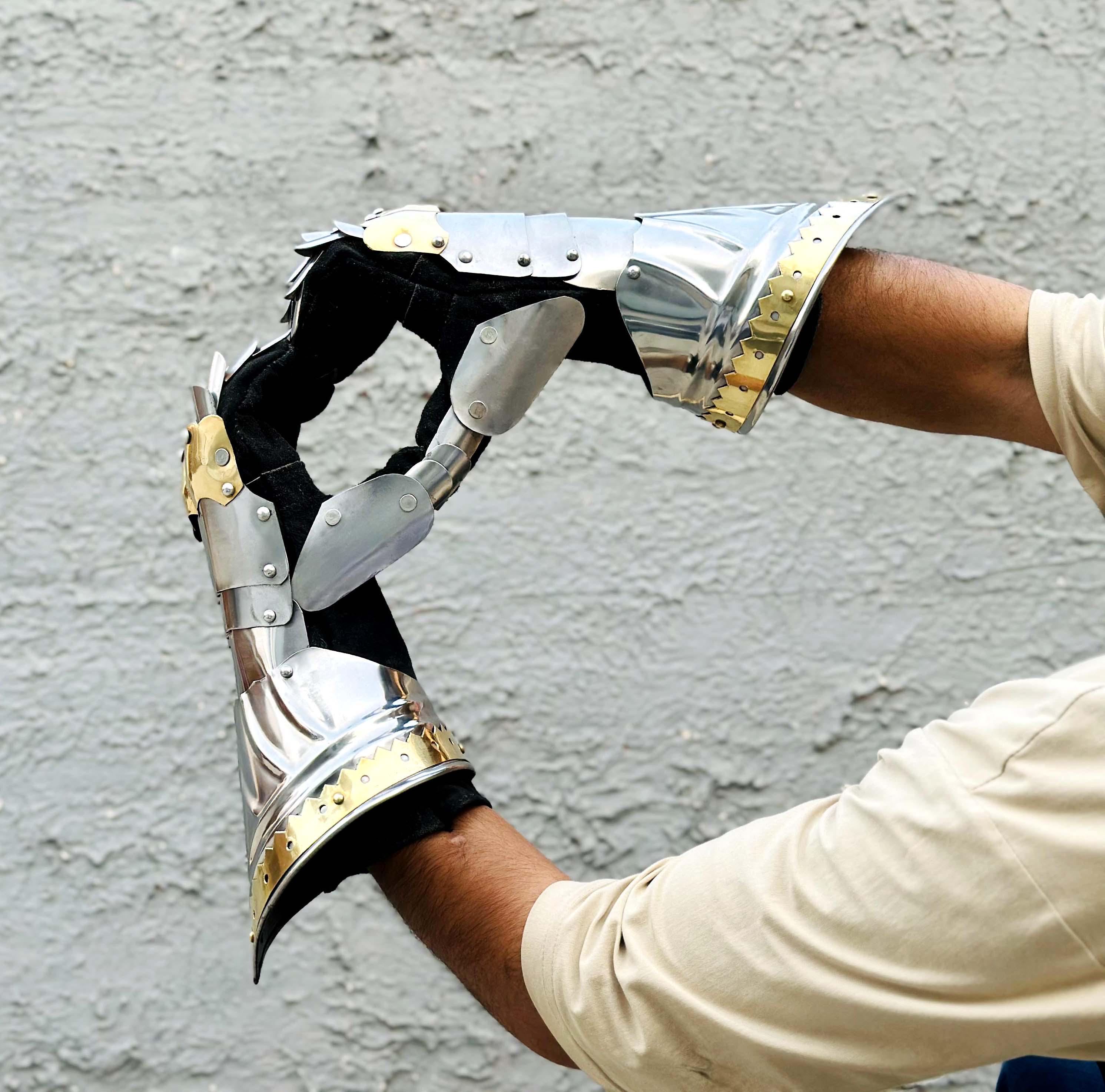 Medieval Gothic Gloves Set Steel Gothic Armor Gloves Costume Gloves ...