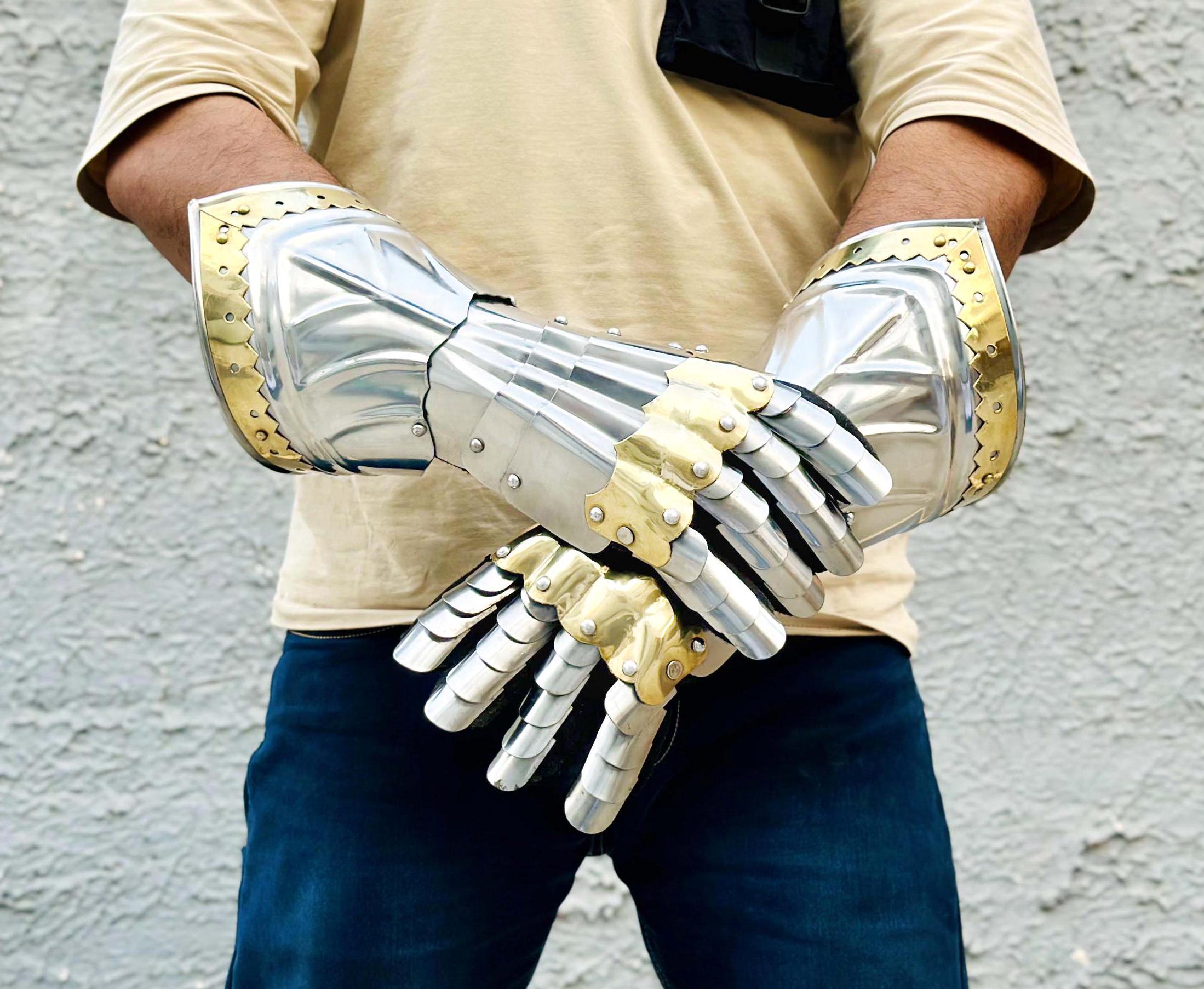 Medieval Gothic Gloves Set Steel Gothic Armor Gloves Costume Gloves ...