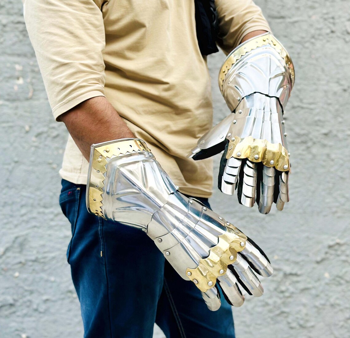 Medieval Gothic Gloves Set Steel Gothic Armor Gloves Costume Gloves ...