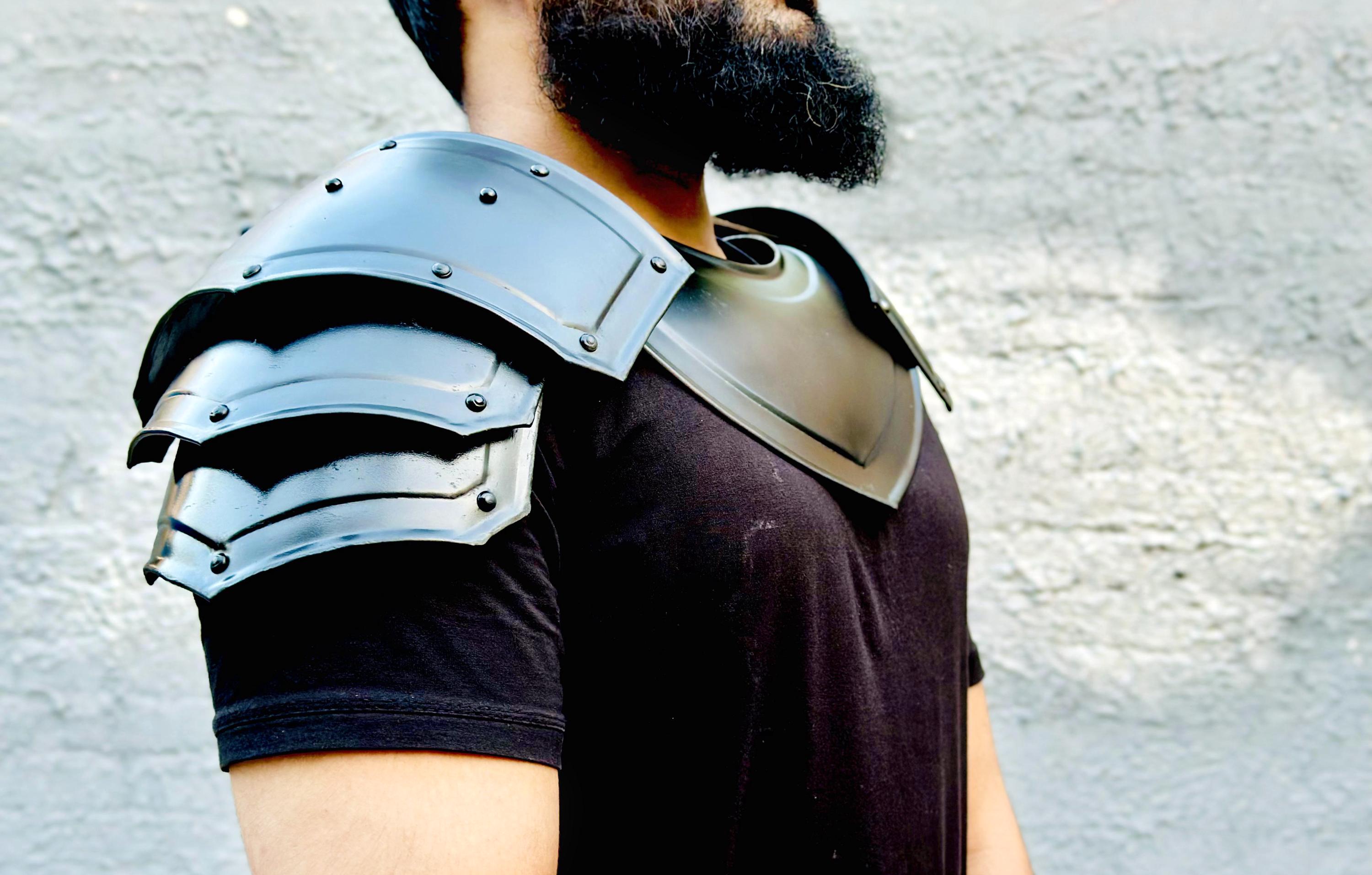 Medieval Knight Gorget With Pauldrons Set Viking Brave Female Steel ...