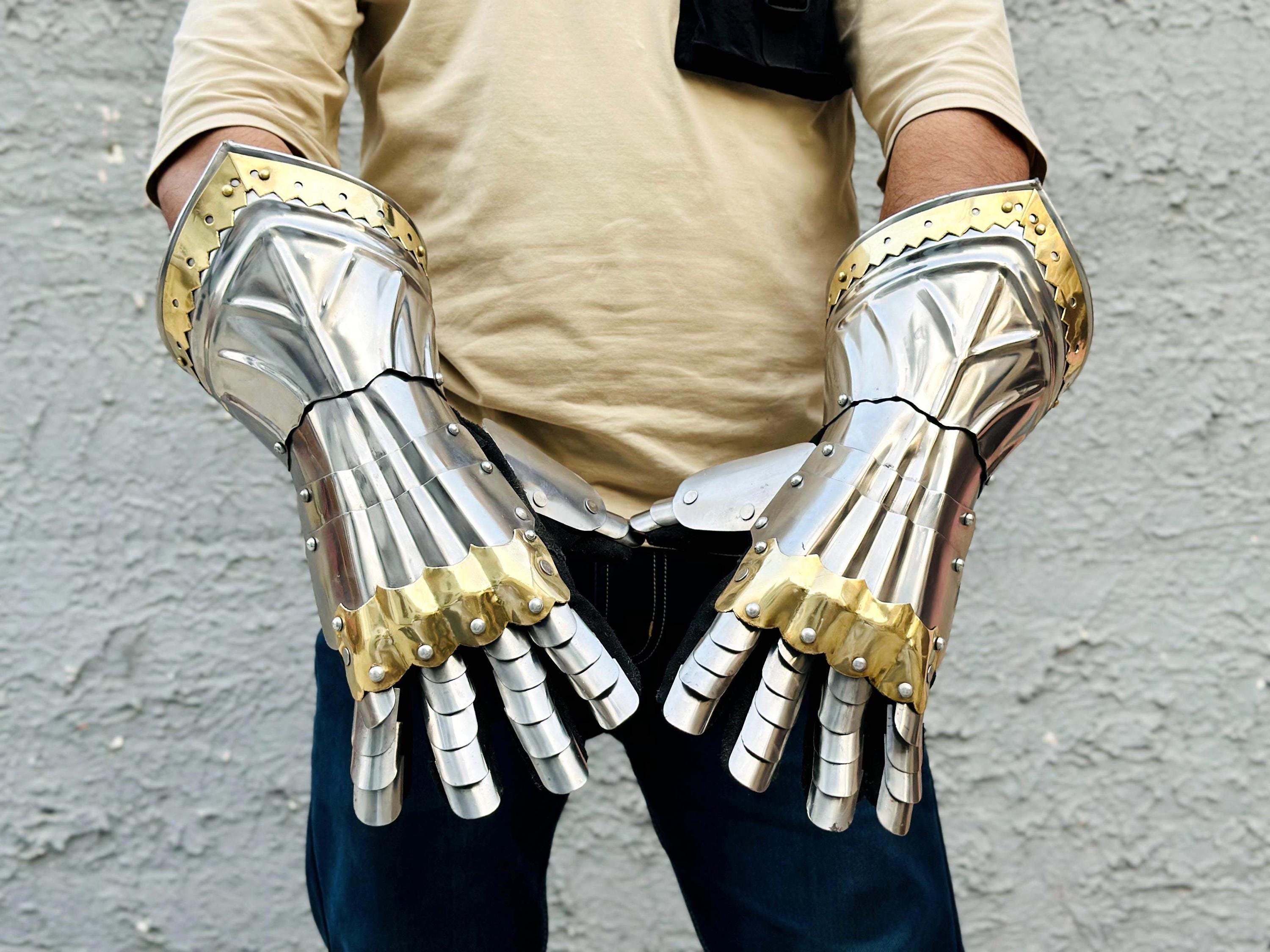 Medieval Gothic Gloves Set Steel Gothic Armor Gloves Costume Gloves ...