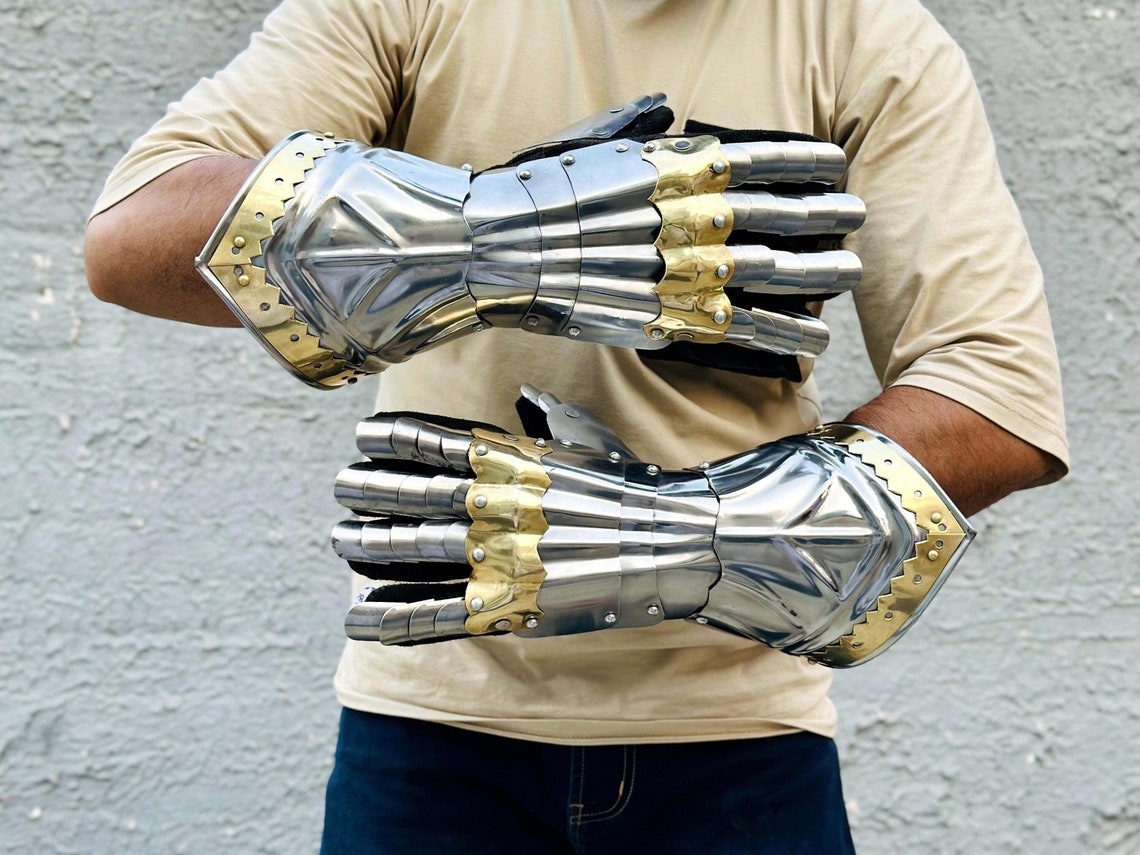 Medieval Gothic Gloves Set Steel Gothic Armor Gloves Costume Gloves ...