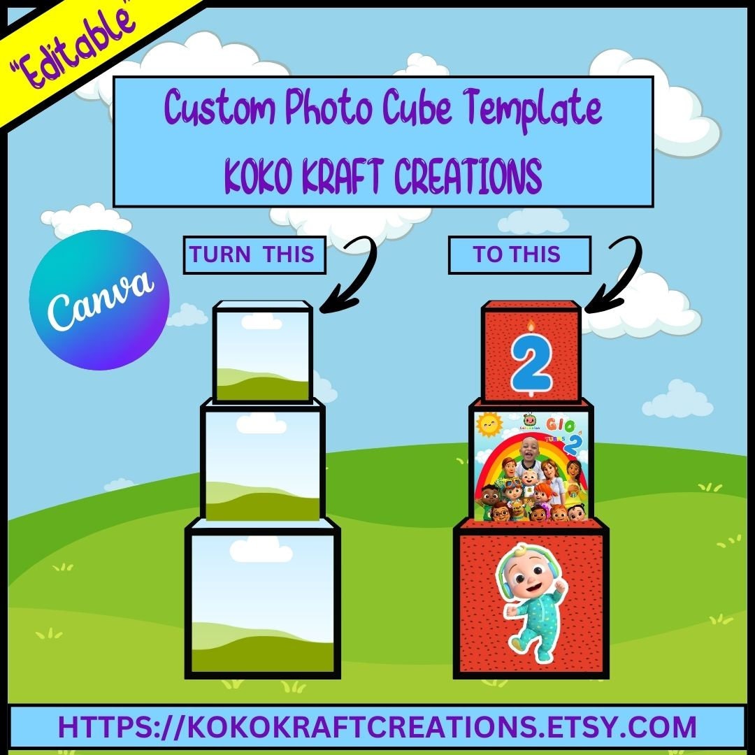 Photo Cube Mockup & Template,canva Frame,drag and Drop,arch Backdrop ...